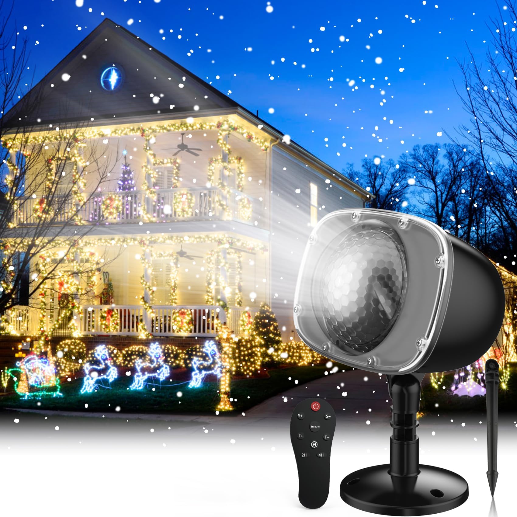 Amazon.com: Christmas Snowfall Projector Lights,FLEVO Waterproof ...