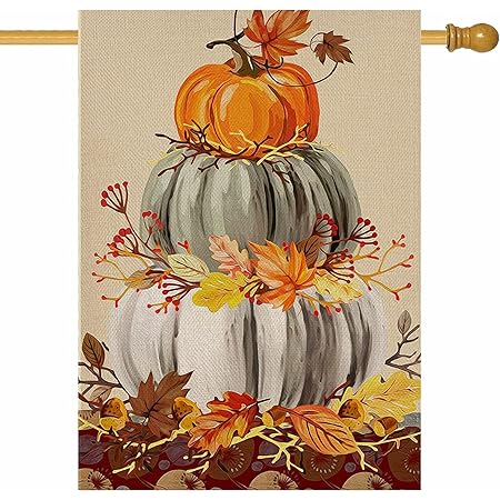 Amazon.com : LHSION Welcome Fall House Flag 28 x 40 Inch Autumn Leaves ...