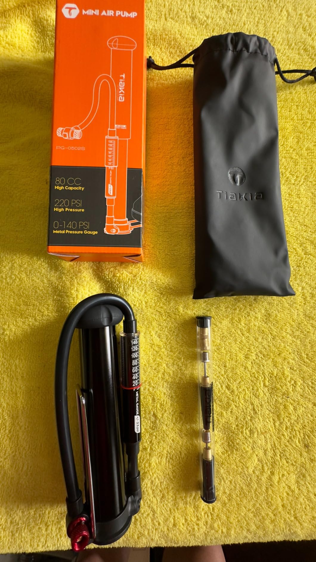 Tiakia Mini Bike Floor Pump with Gauge 220psi High Pressure Compact Bike Pump Aluminum Tire Pump ...