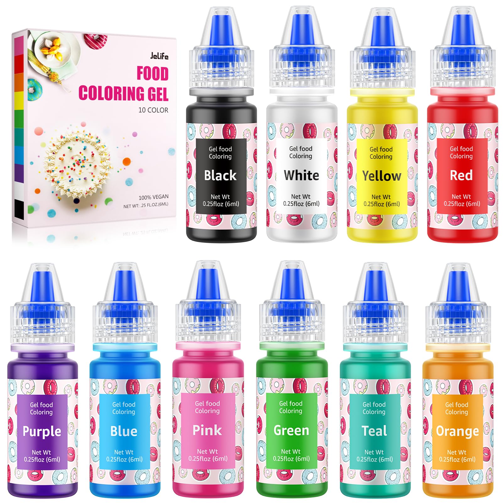 Gel Food Coloring - 10 Vivid Colors Gel Based Flavorless Edible Food ...