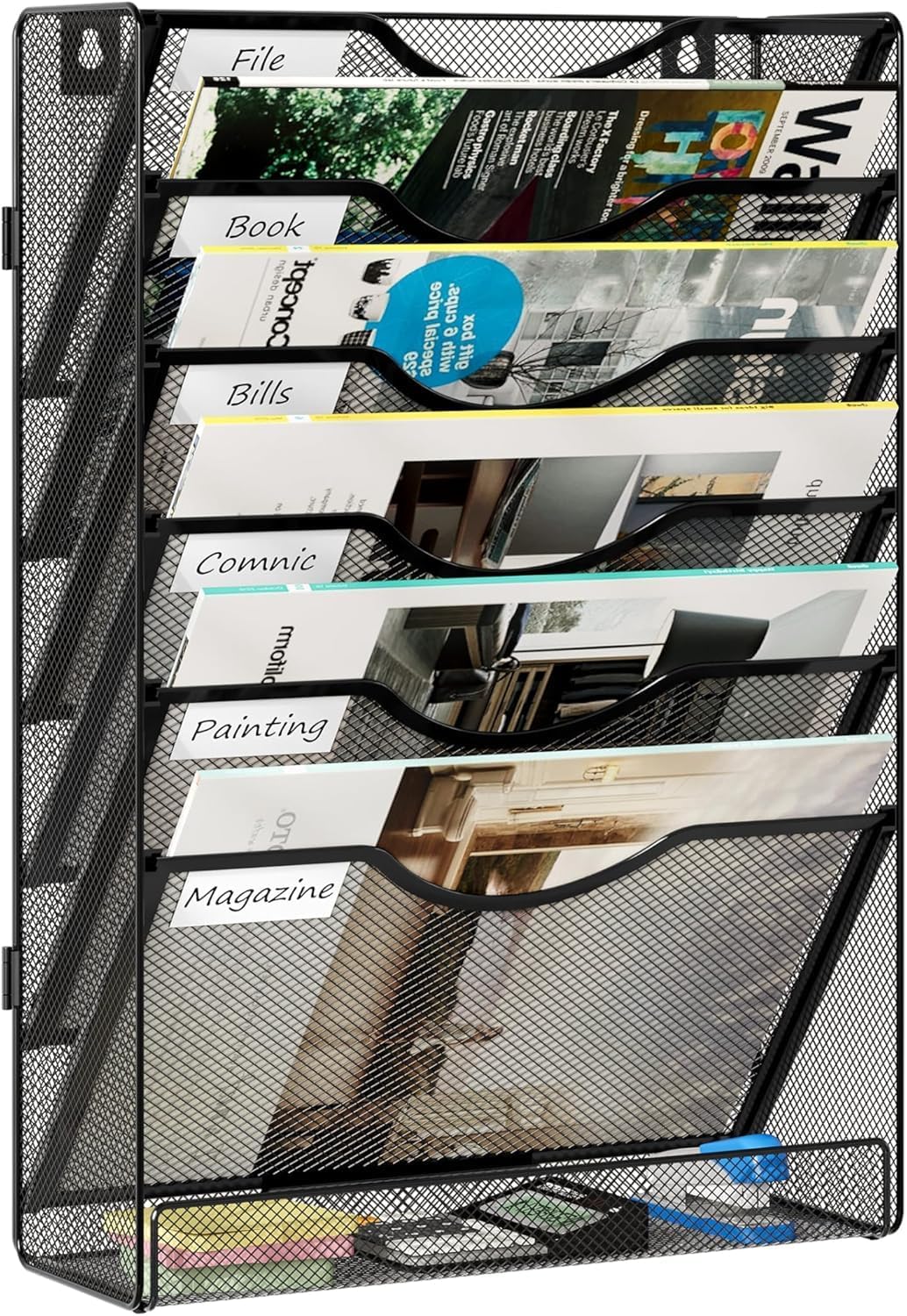 Solinxe Wall File Holder 7 Tier Assembly Hanging File Folder Organizer ...