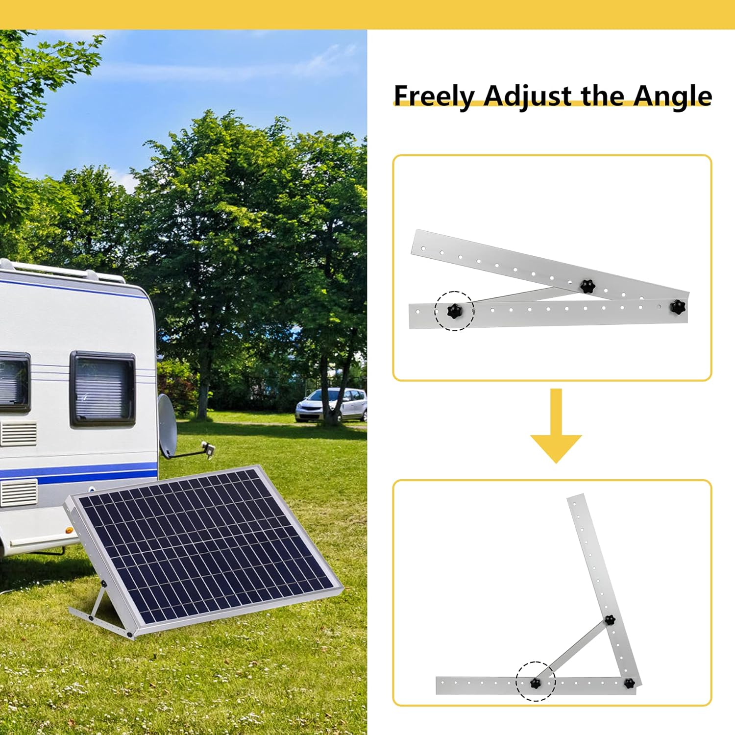 RV Boat 22inch Solar Panel Rack Bracket Set Rack with Foldable Tilt ...