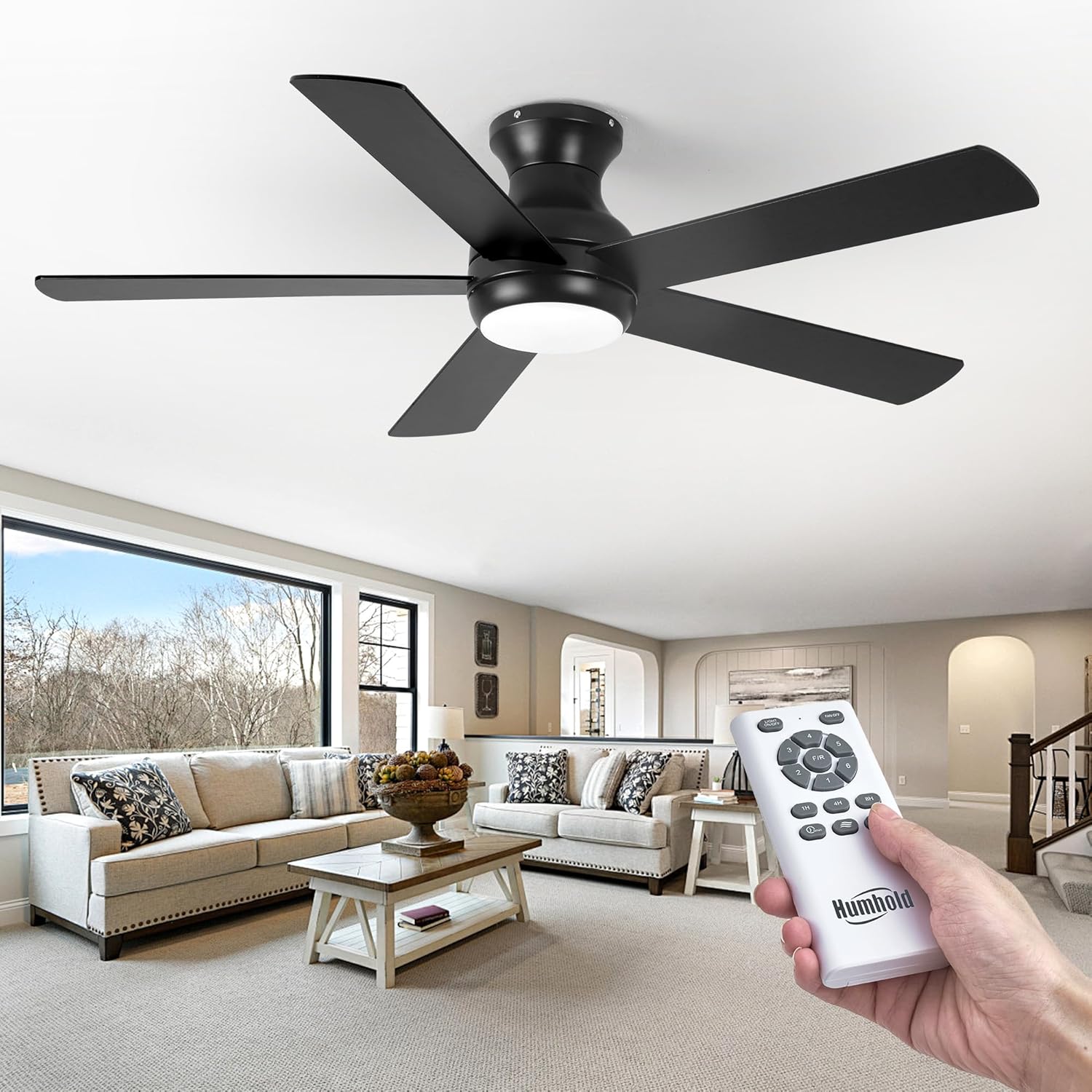 Amazon.com: HUMHOLD 52" Flush Mount Ceiling Fans with Lights and Remote ...