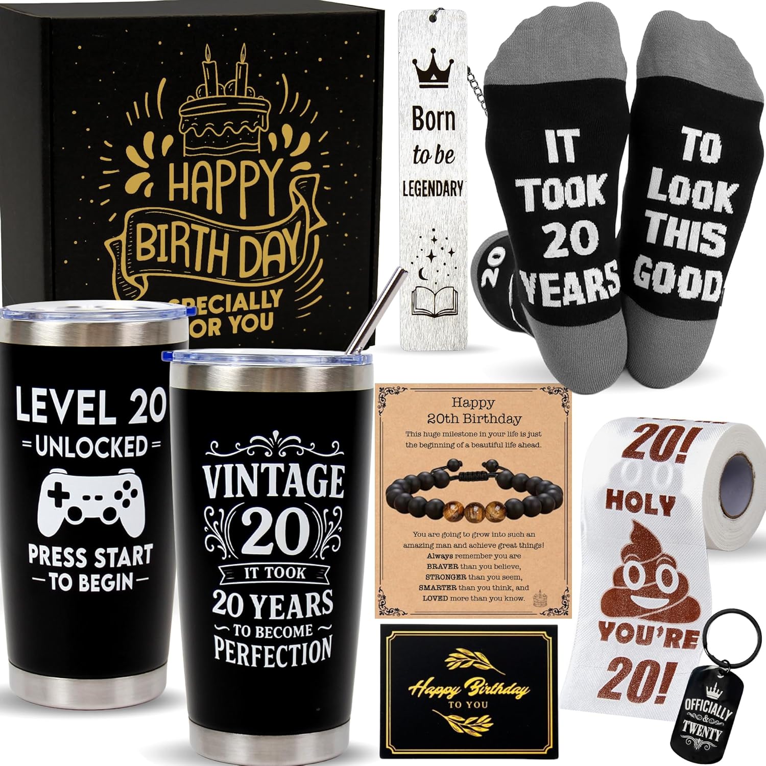 Amazon.com: Zaiva 20th Birthday Gifts for Boys, 8 Pcs Gift Set, 20 Year ...