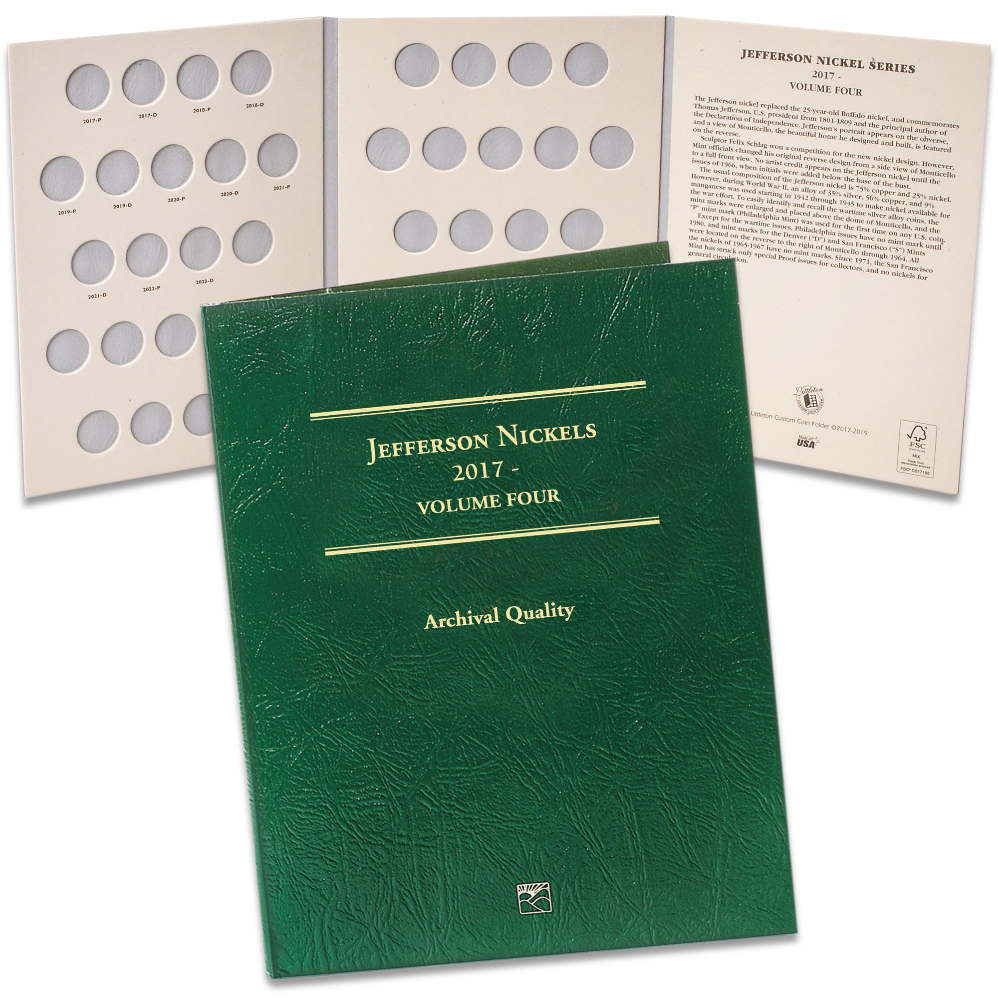 Amazon.com: Littleton Coin Company 2017-Date Jefferson Nickel Folder ...