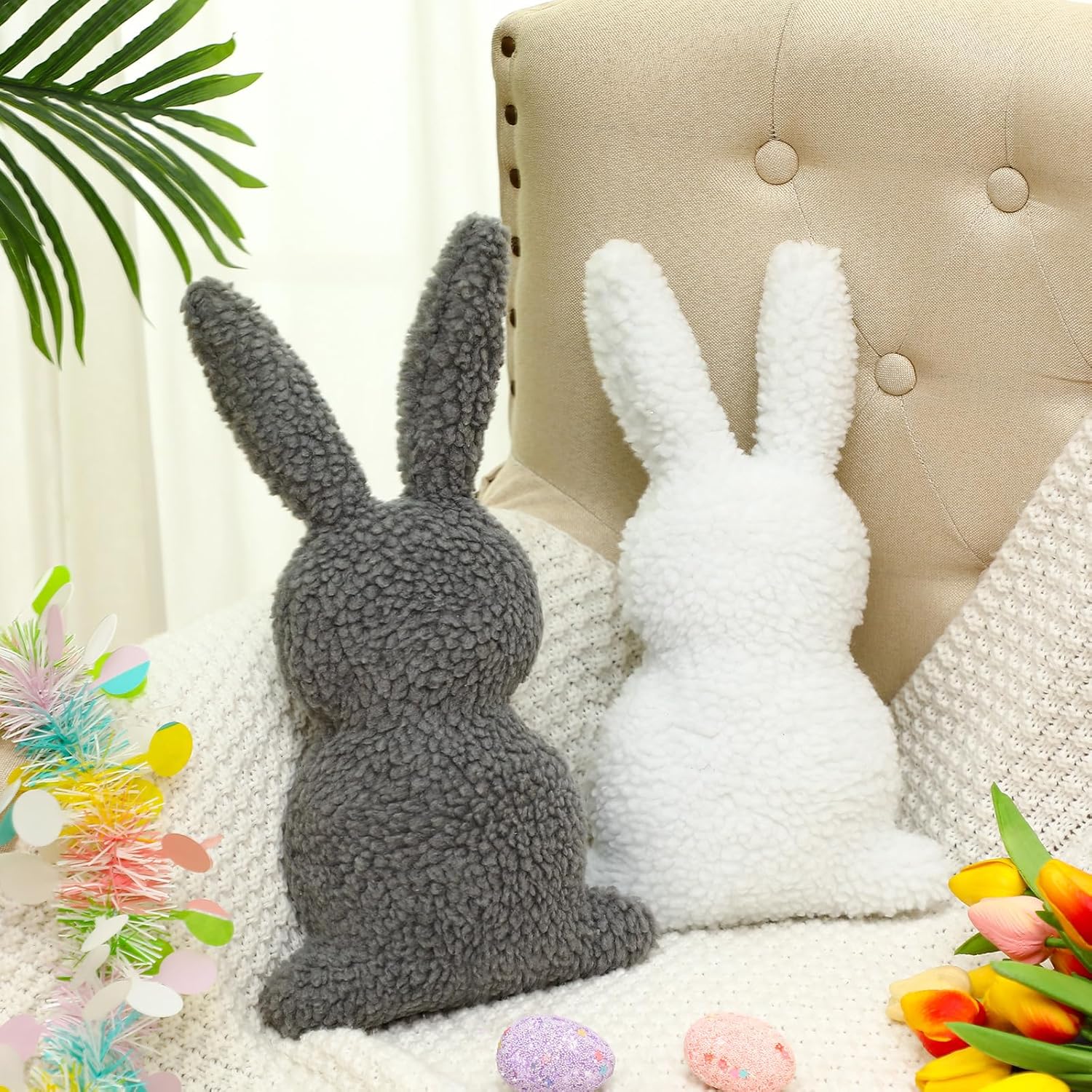 Amazon.com: Seeloowy 2 Pieces Easter Bunny Throw Pillow Sherpa Bunny ...