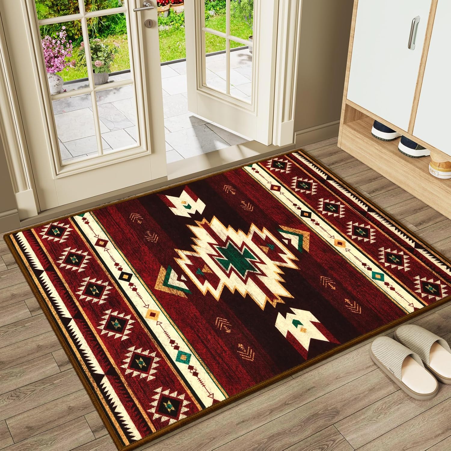 Amazon.com: B BENRON Entryway Rug 2x3 Red Throw Rugs with Rubber ...