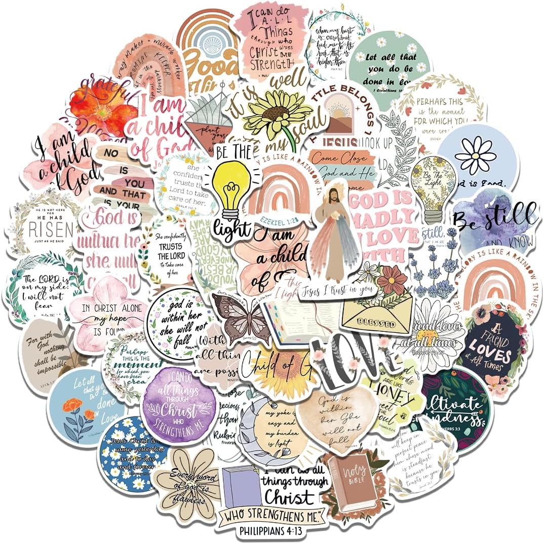 Amazon.com: ARBTOTCE 150 PCS Bible Verse Stickers, Jesus Scripture ...