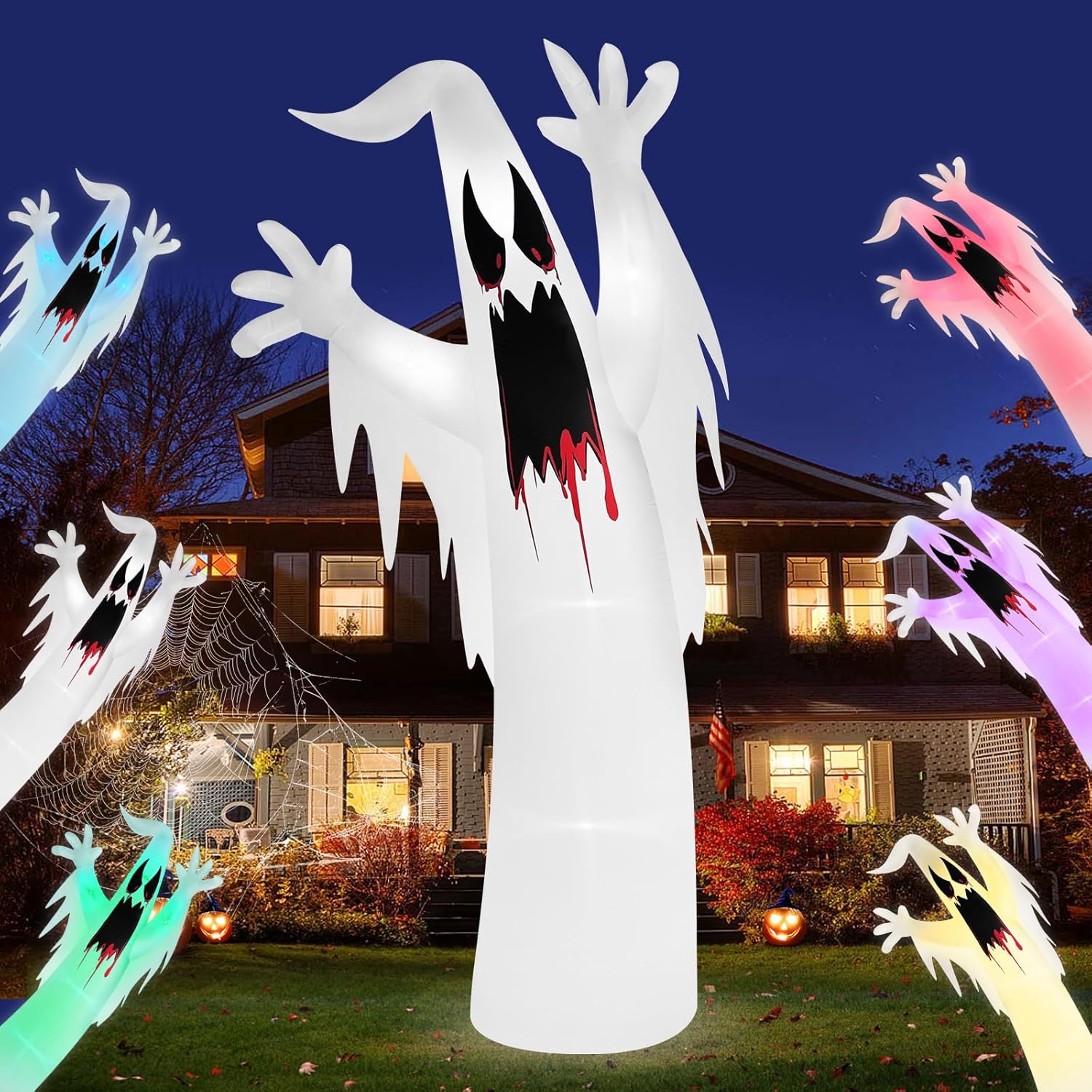 Amazon.com: Danxilu Halloween Inflatables 8 FT Ghost Built-in 6 Colors ...