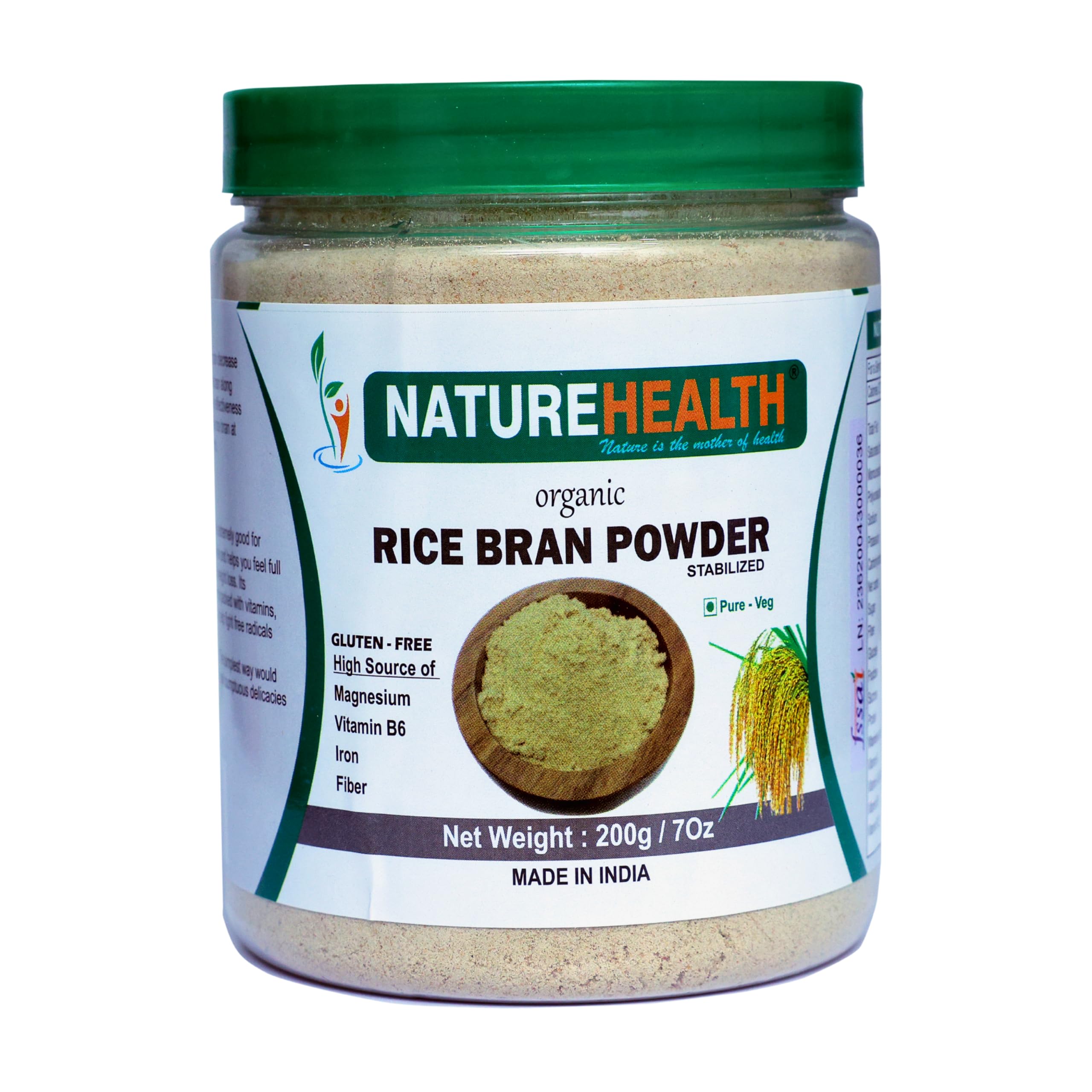 NATUREHEALTH Natural Organic Purified Rice Bran Powder (stabilized ...