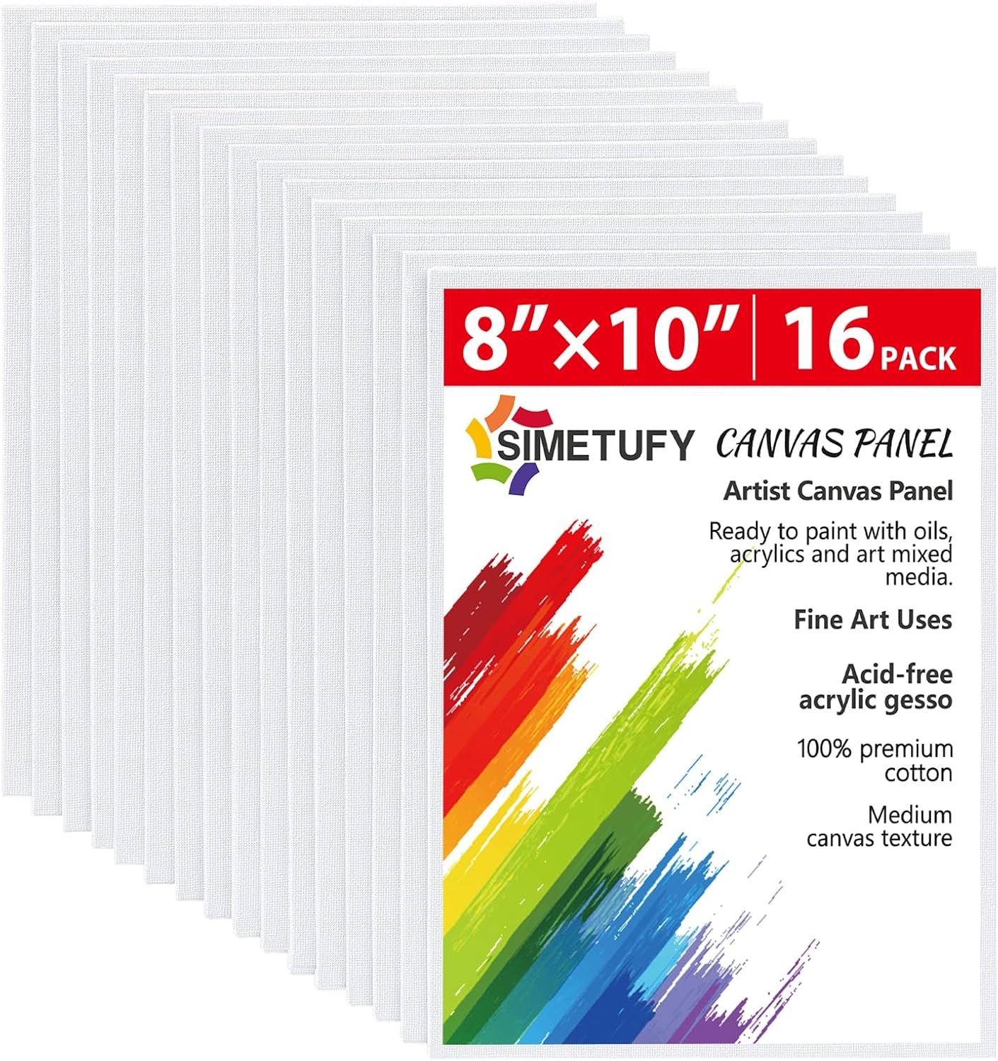 Amazon.com: Simetufy 16 Pack 8x10 Inch Canvas Panels Canvas Boards for ...
