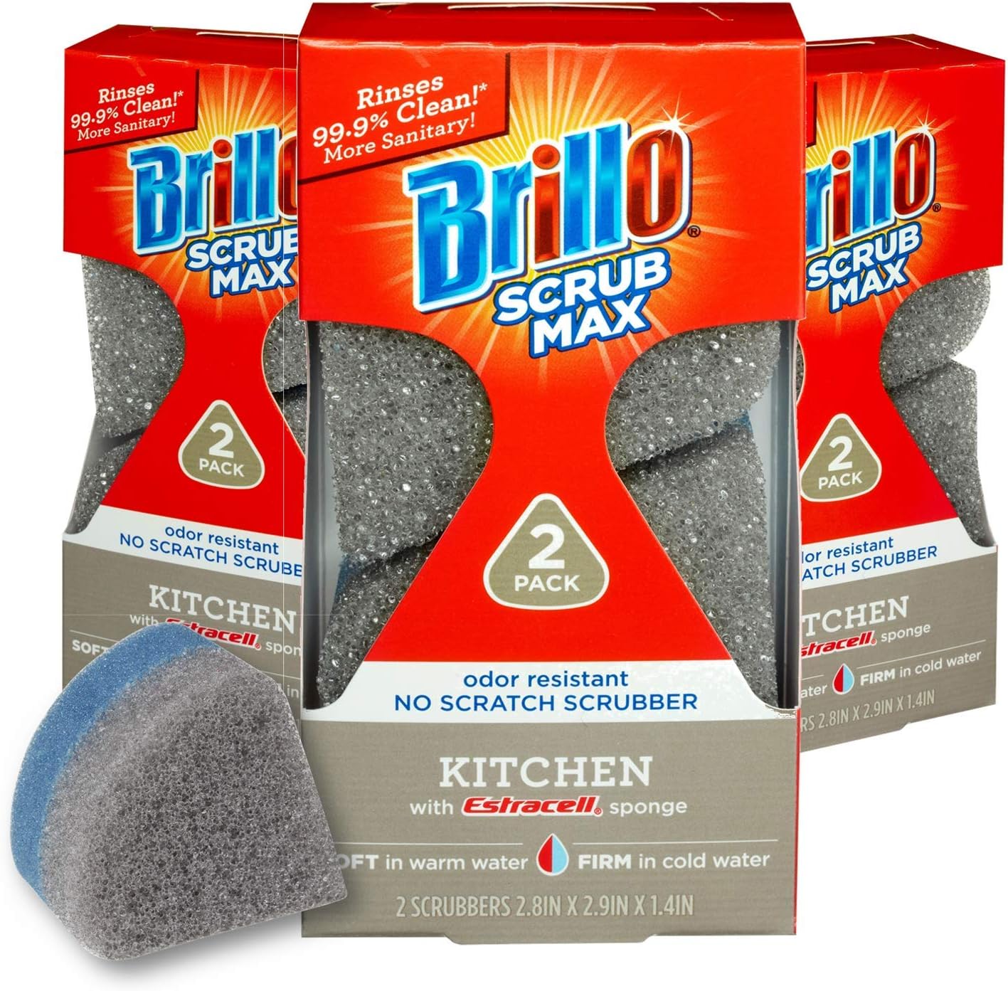 Amazon.com: Brillo Scrub Max Heat Activated Sponges, Strong & Long ...