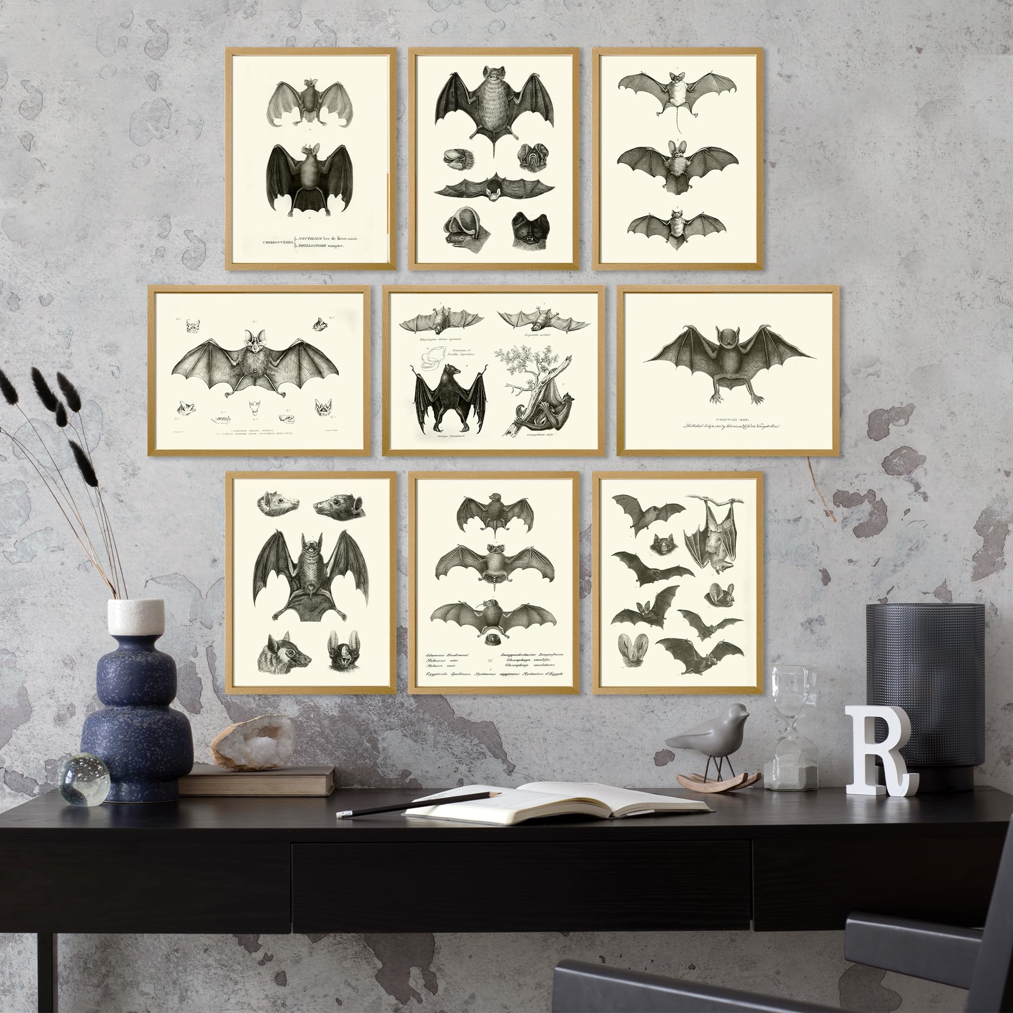Bats Wall Decor/Vintage Halloween Decor, Halloween Decor Posters ...