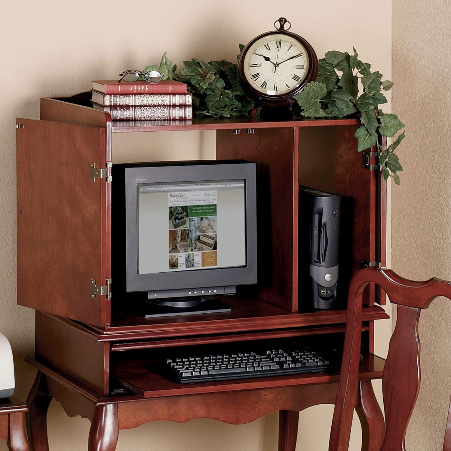 Amazon.com: Queen Anne Computer Hutch Only Classic Cherry : Home & Kitchen