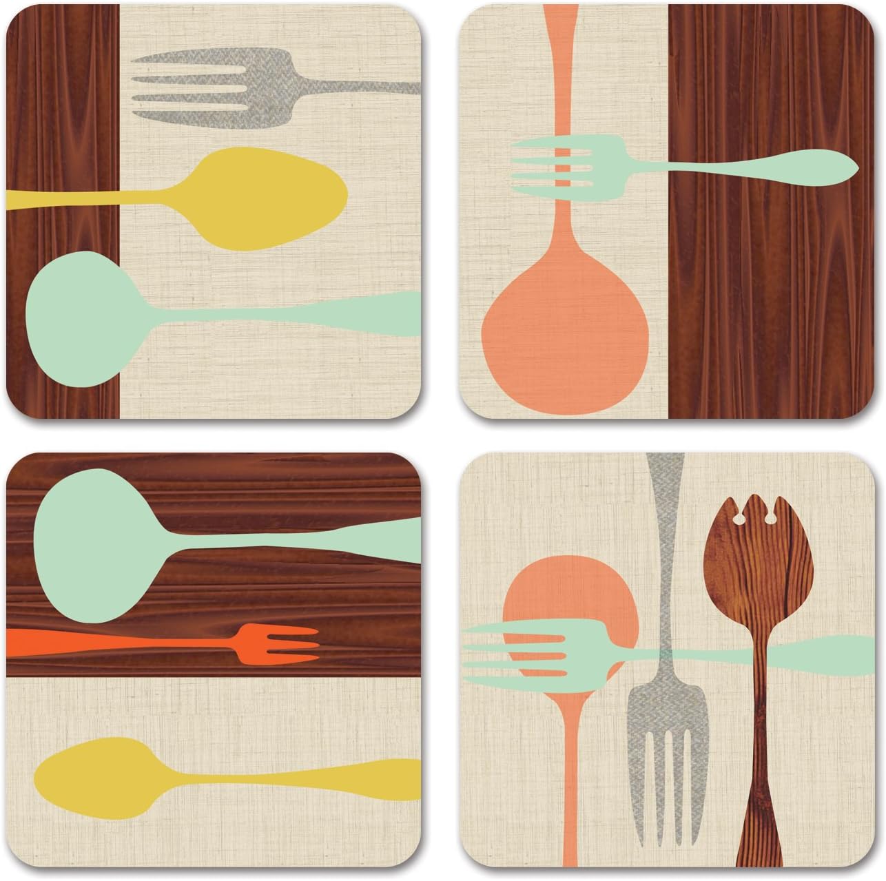 Amazon.com | Studio Oh! Coasters, 12 Count, Retro Cafe: Coasters