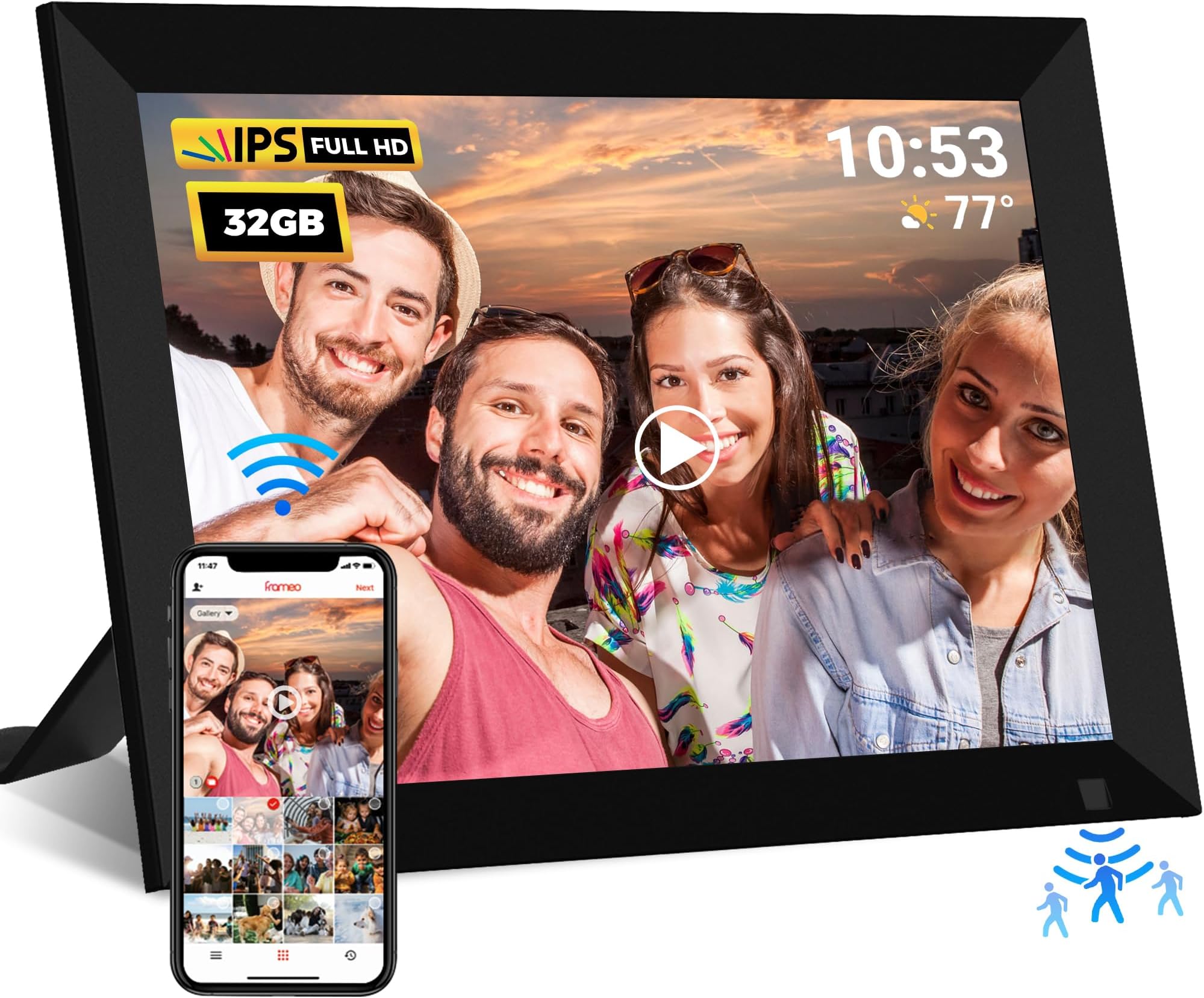 Amazon.com : Frameo 10.1 Inch Digital Picture Frame WiF Black ...