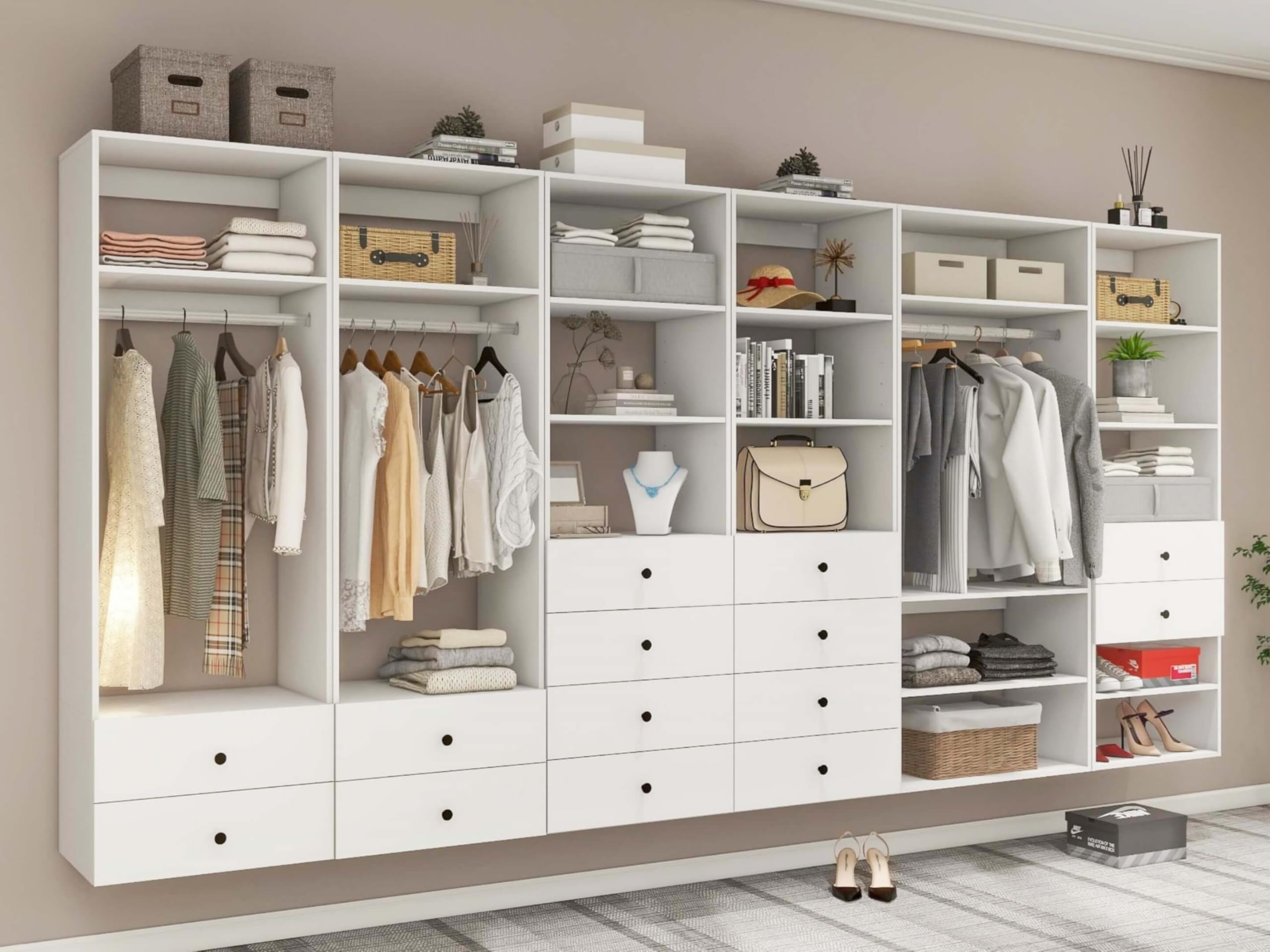 Amazon.com: UrbEleg Walk in Closet System with Drawers, Closet ...