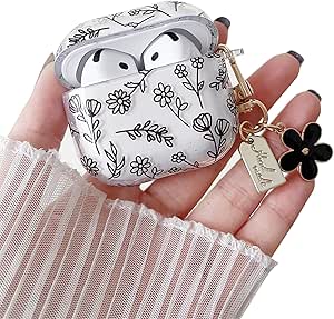 Amazon.com: MINSCOSE Compatible with AirPods 4 Clear Case,Cute Flower Floral Aesthetic Design ...