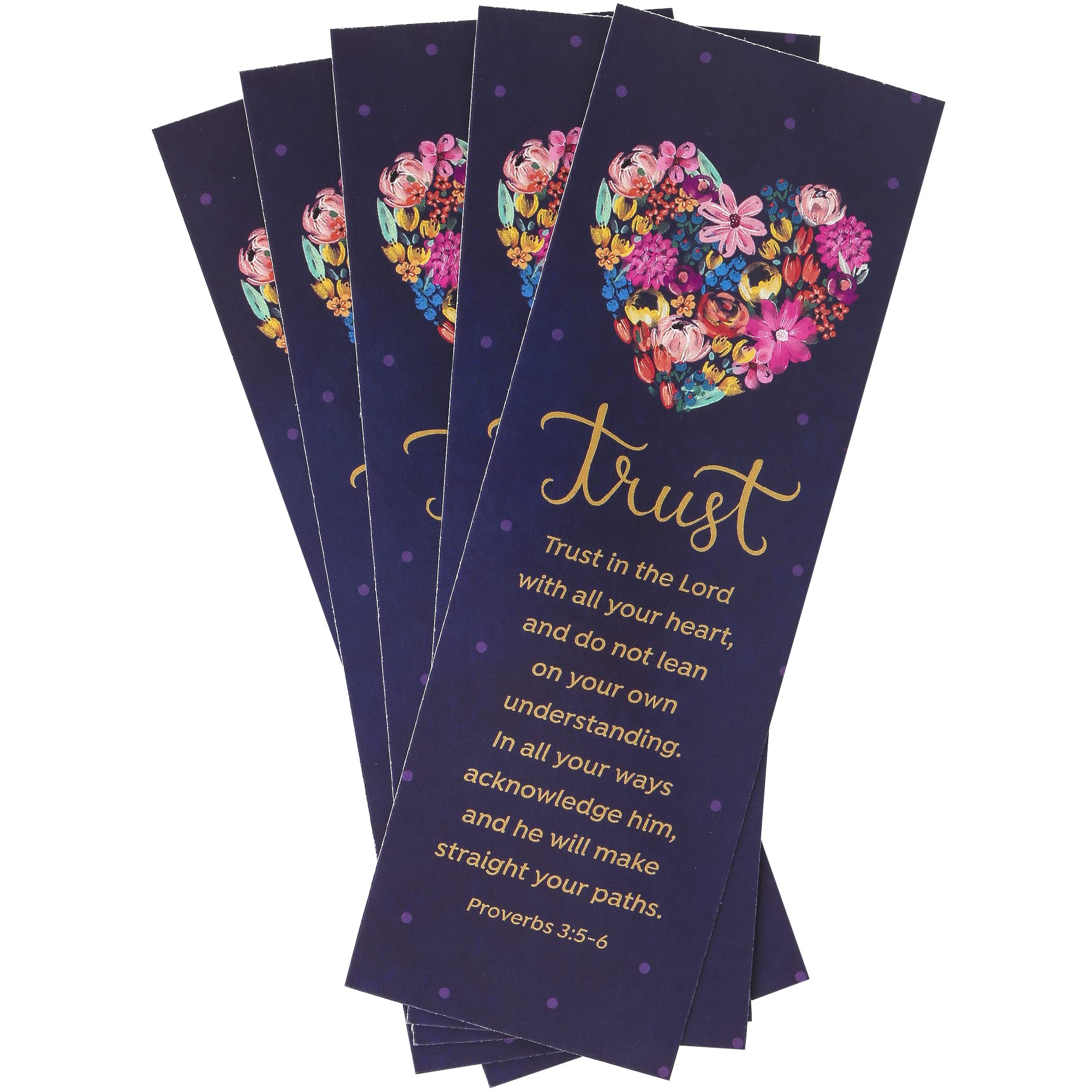 Amazon.com: Salt & Light, Proverbs 3:5-6 Trust Floral Heart Bookmarks ...