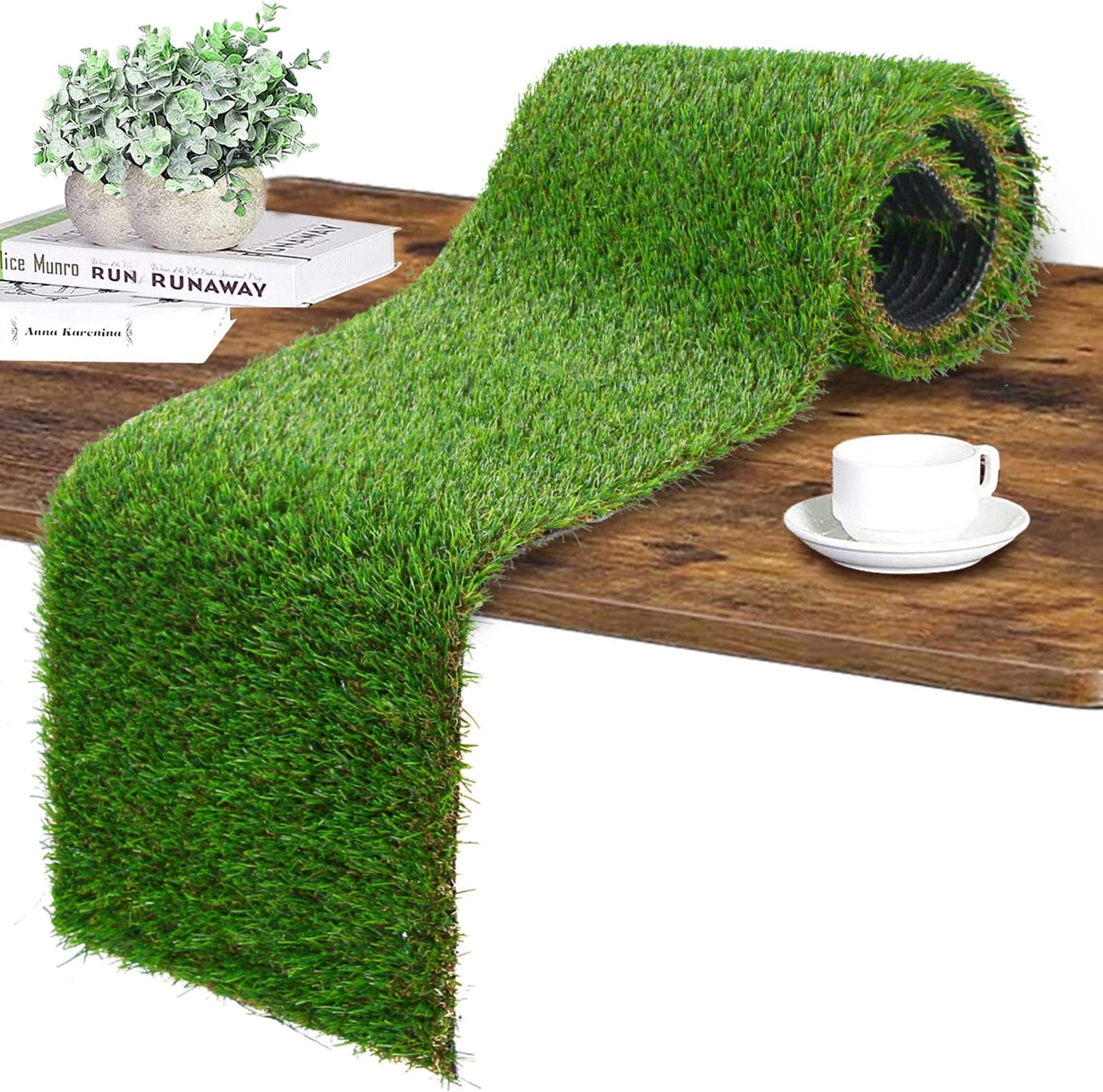 Amazon.com: Grass Table Runner 12 x 36 Inch, Green Fake Faux Grass ...