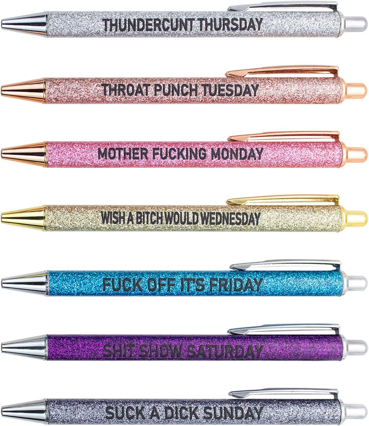 Swear Word Funny Pens, 7pcs Funny Ballpoint Pens Different Swear Word ...