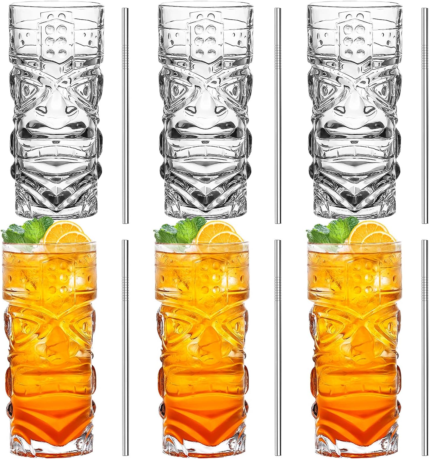 Amazon.com | Cedilis 6 Pack Modern Bar Tiki Glasses Tiki Cup Tiki Mug ...