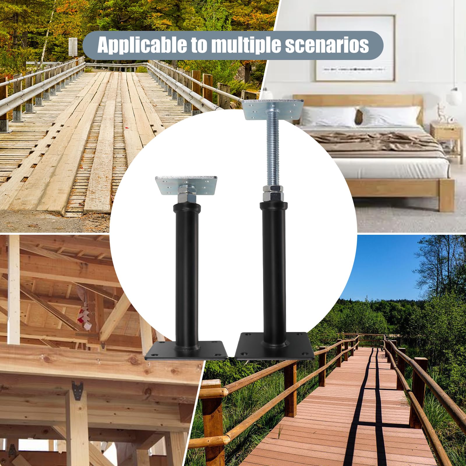 Snapklik.com : 4-Pack Adjustable House Floor Jacks, 9.5-13.5 Inch Mini Screw Jacks For Lifting ...