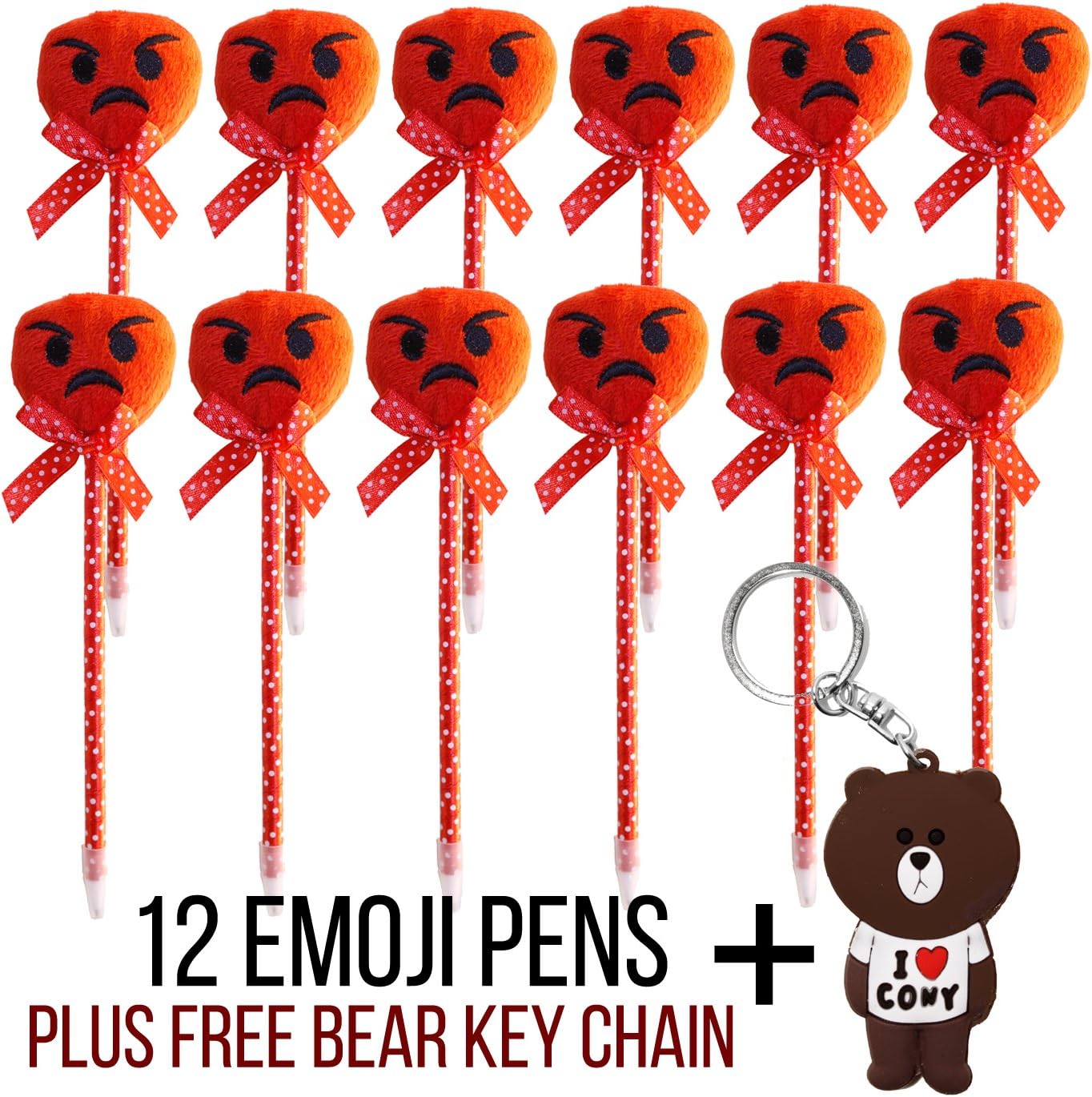 Amazon.com : DIYJewelryDepot Red Mad Angry Emoji Pens Plush Smiley ...