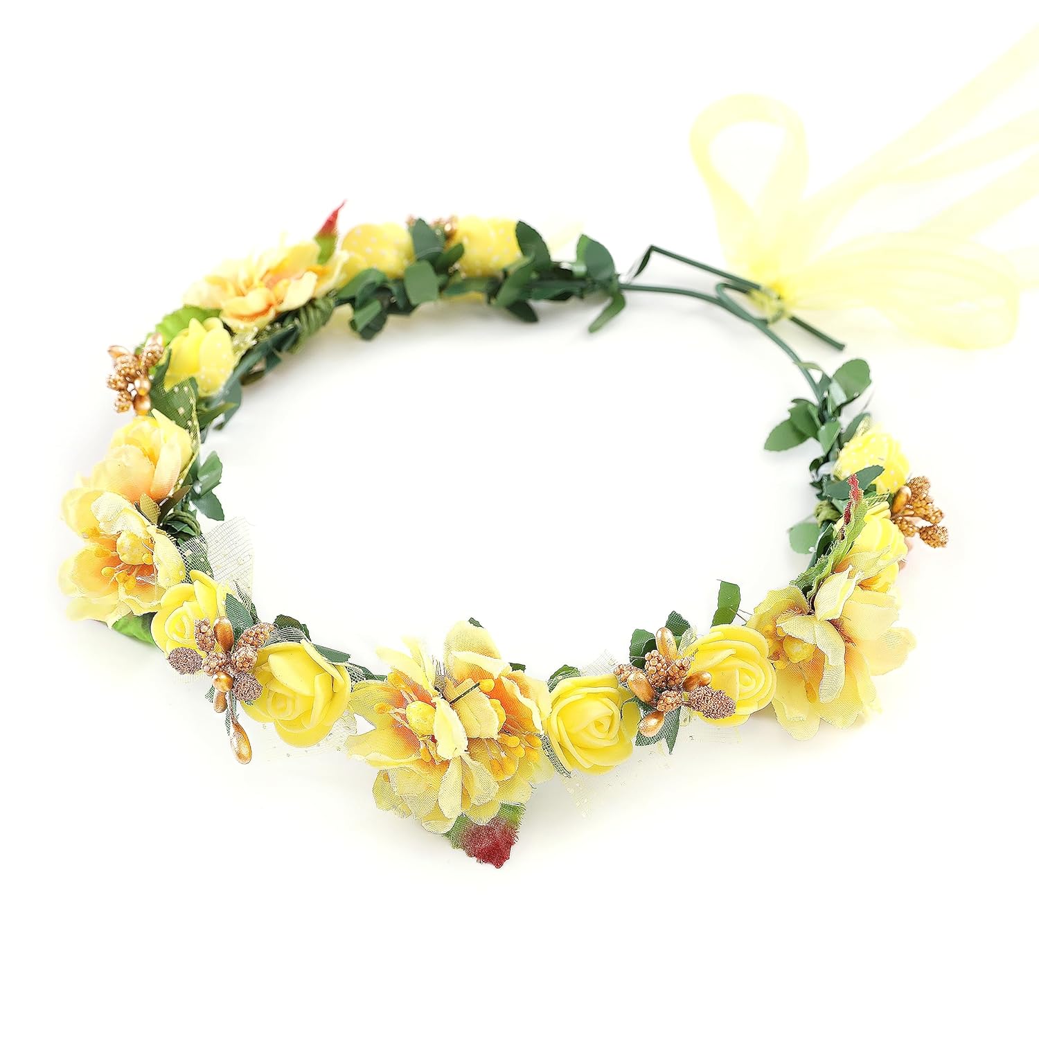 Amazon.com : Gmmidea Women Girls Boho Flower Crown Adjustable Sunflower ...