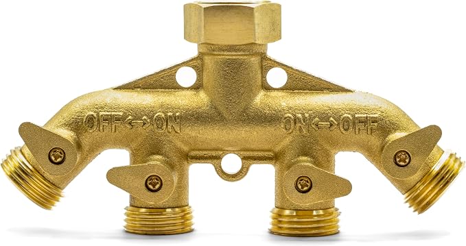 Amazon.com: Little Gardener 4 Way Brass Hose Splitter - All Metal Body ...