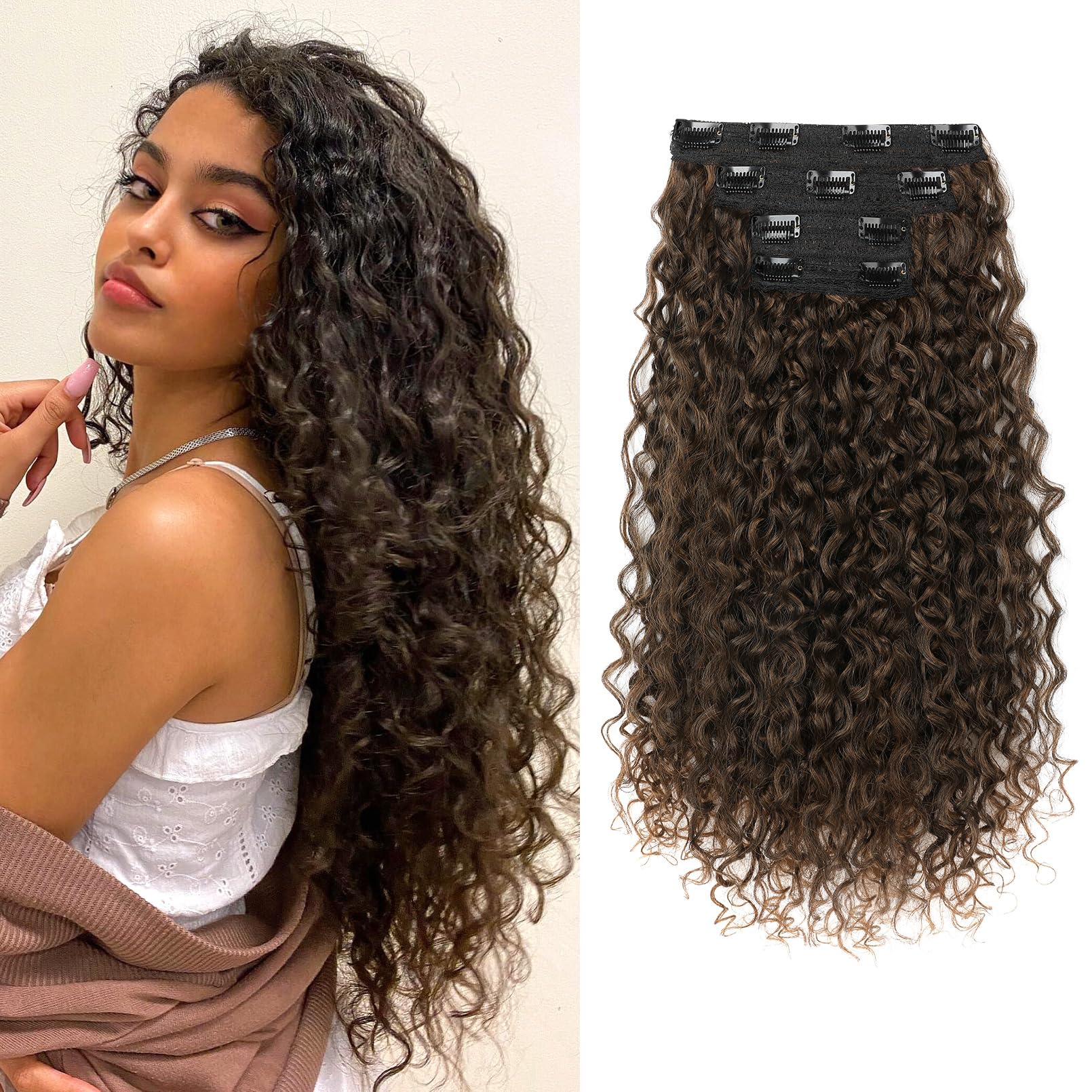 Amazon.com : Clip in Hair Extensions, FLUFYMOOZ 4PC 100％ Pure Protein ...