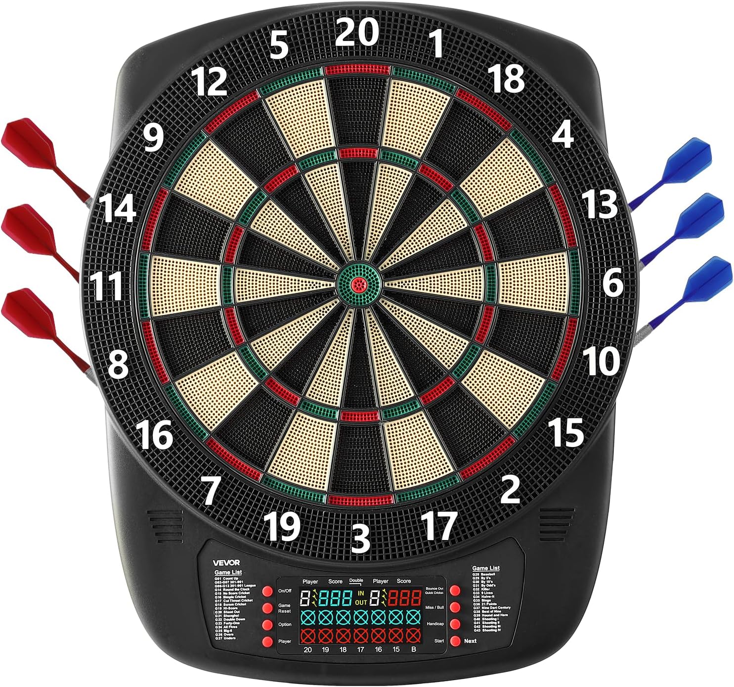 VEVOR Electronic Dart Board, 13.5" Target Dartboard with 43 Games & 200 ...