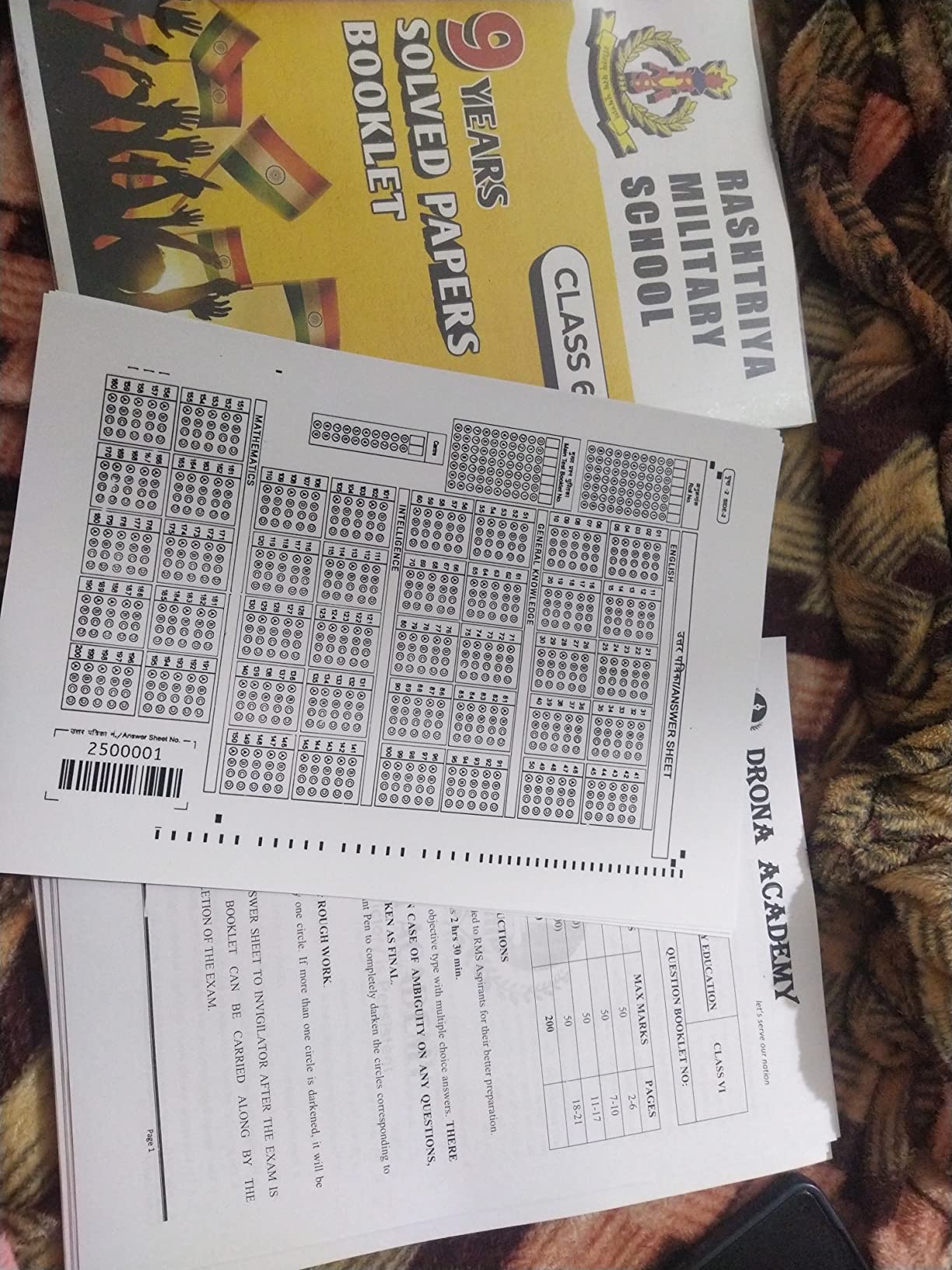 Rashtriya Military School class 6 solved papers with 6 sealed papers ...