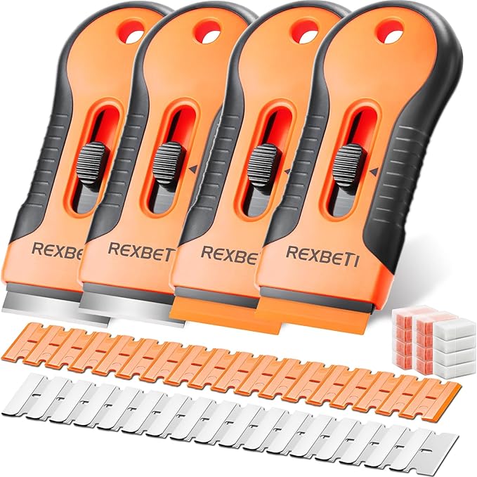 Amazon.com: REXBETI Razor Blade Scraper Tool, 4 Pack Razor Scraper Set ...