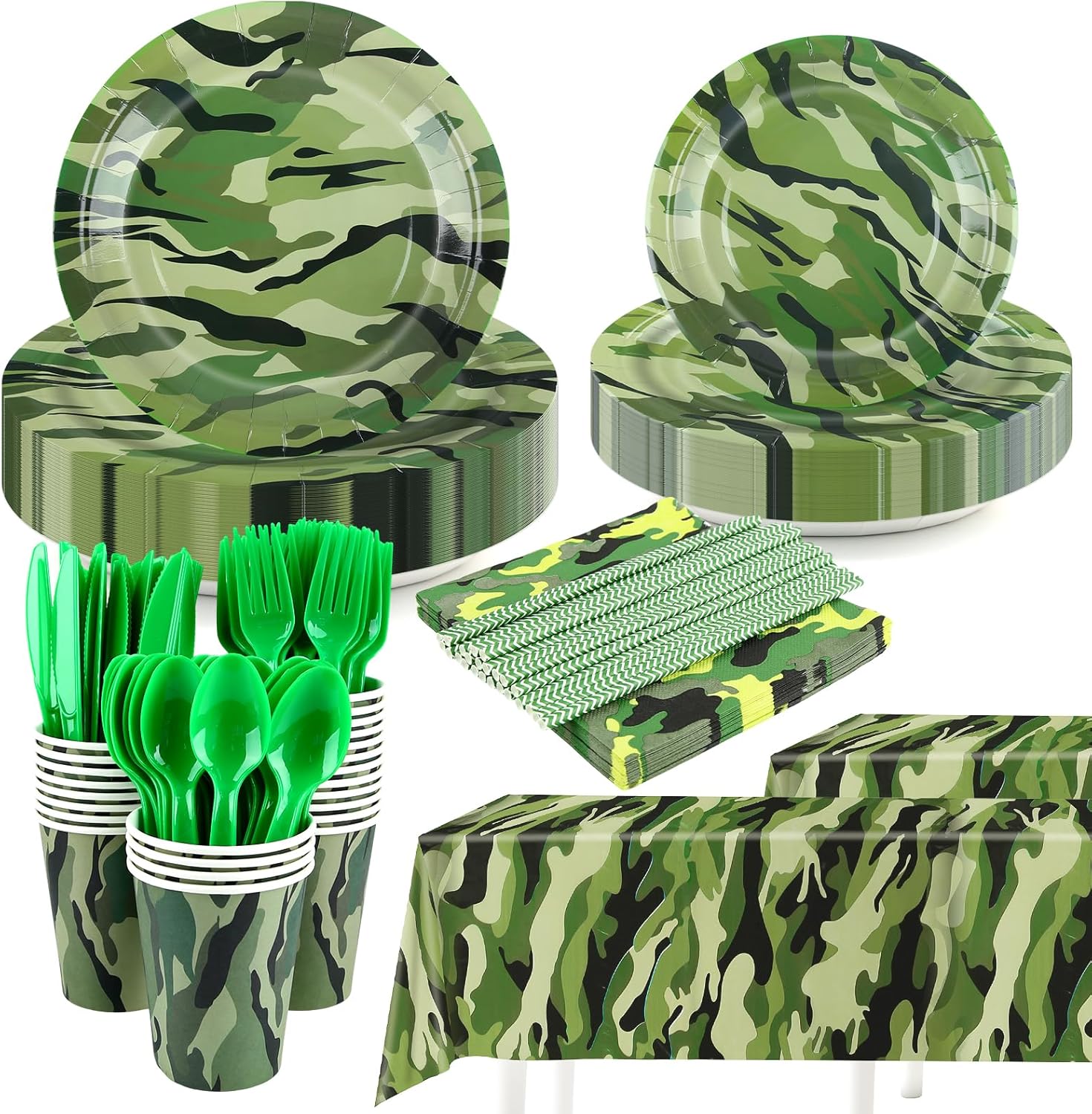 Amazon.com: 194 Pcs Camo Party Supplies, Army Party Decorations Plates ...