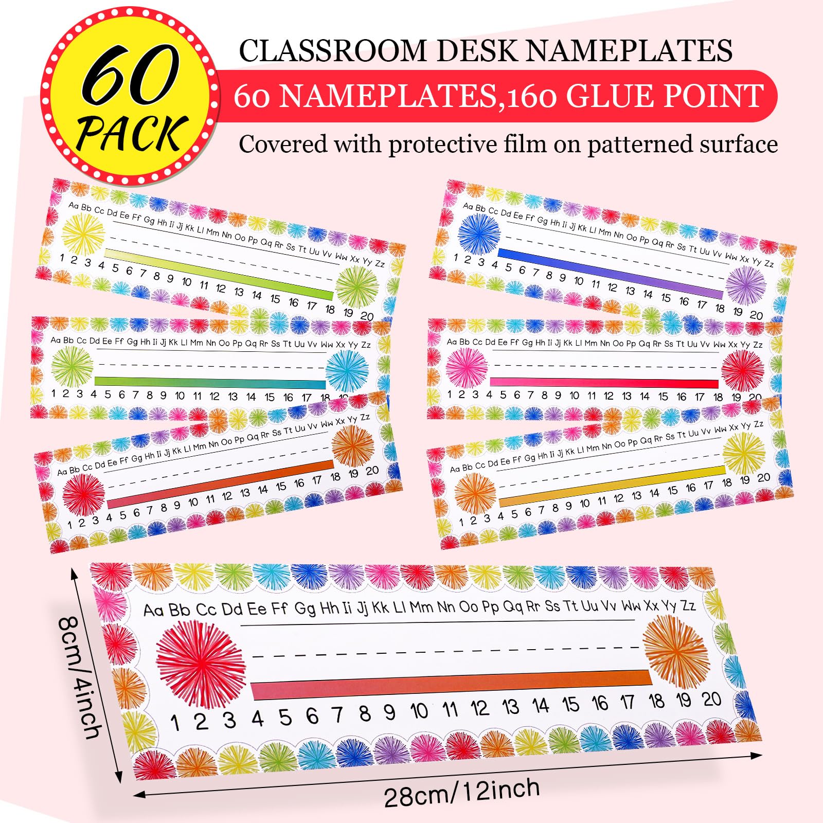 Snapklik.com : 60 Pcs Colorful Fireworks Students Name Plates Classroom ...