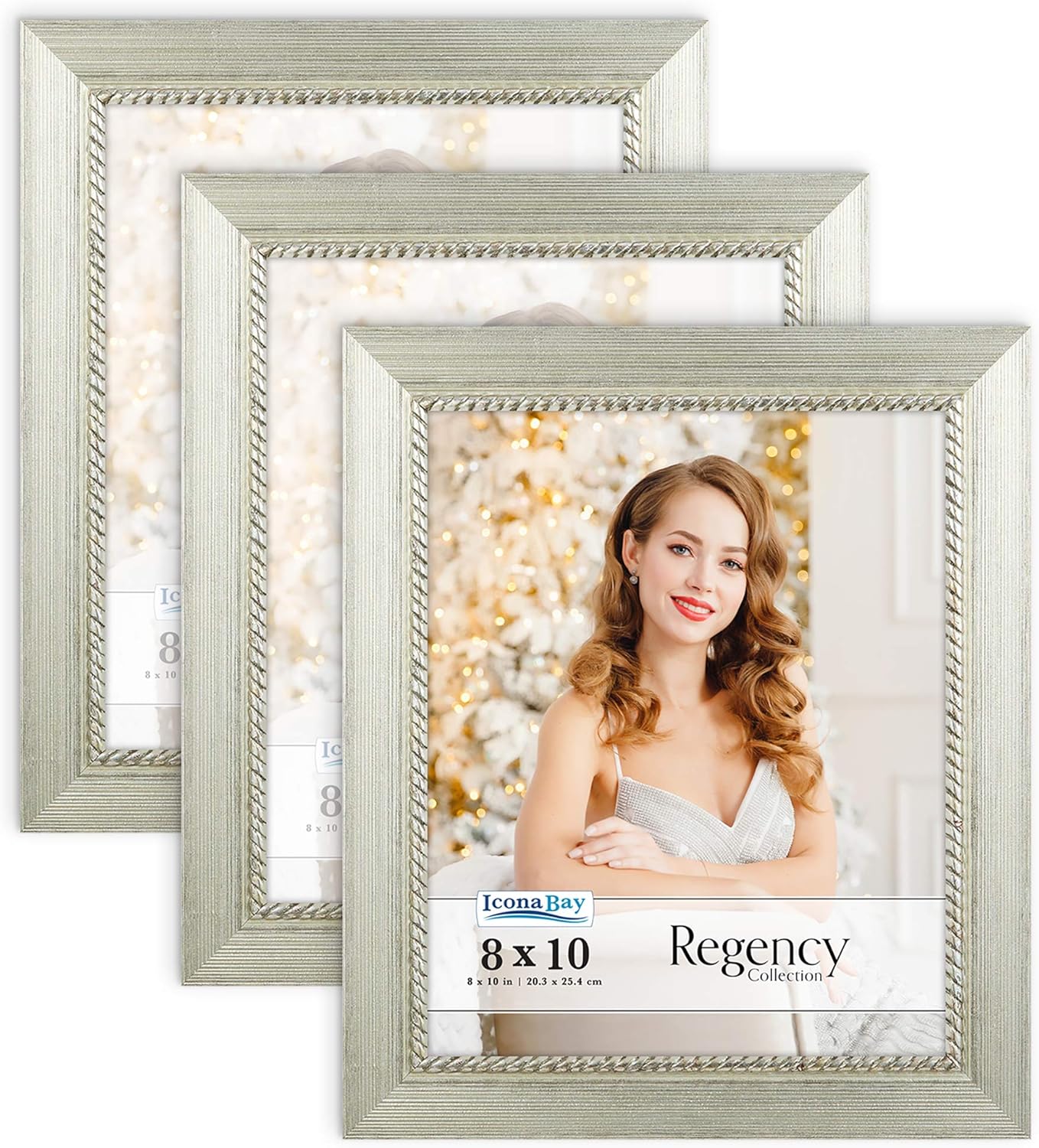 Icona Bay 10x8 Picture Frames (Silver, 3 Pack), Baroque Style Photo ...