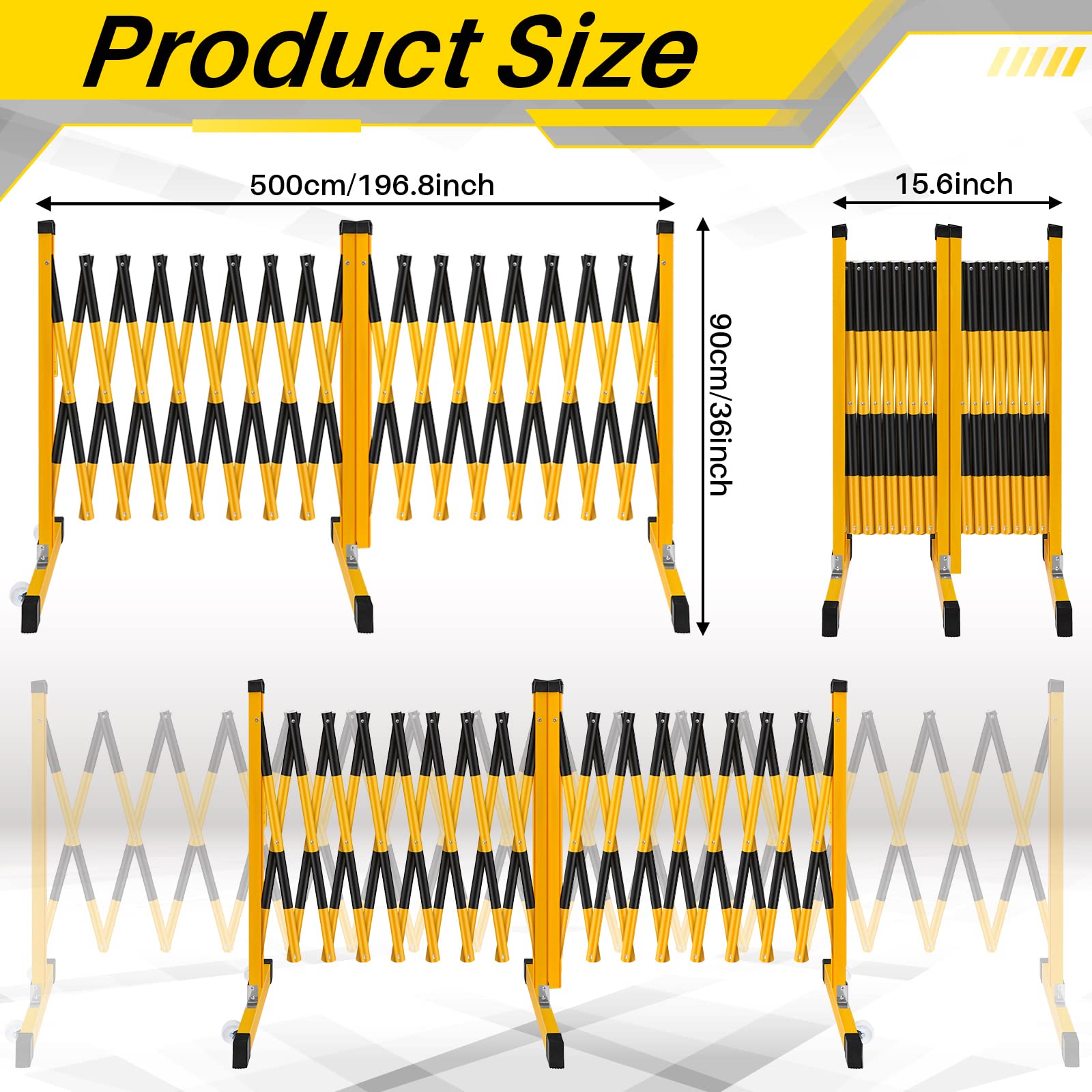 Expandable Security Gate Yellow Black Mobile Parking Barrier 36 Inch ...