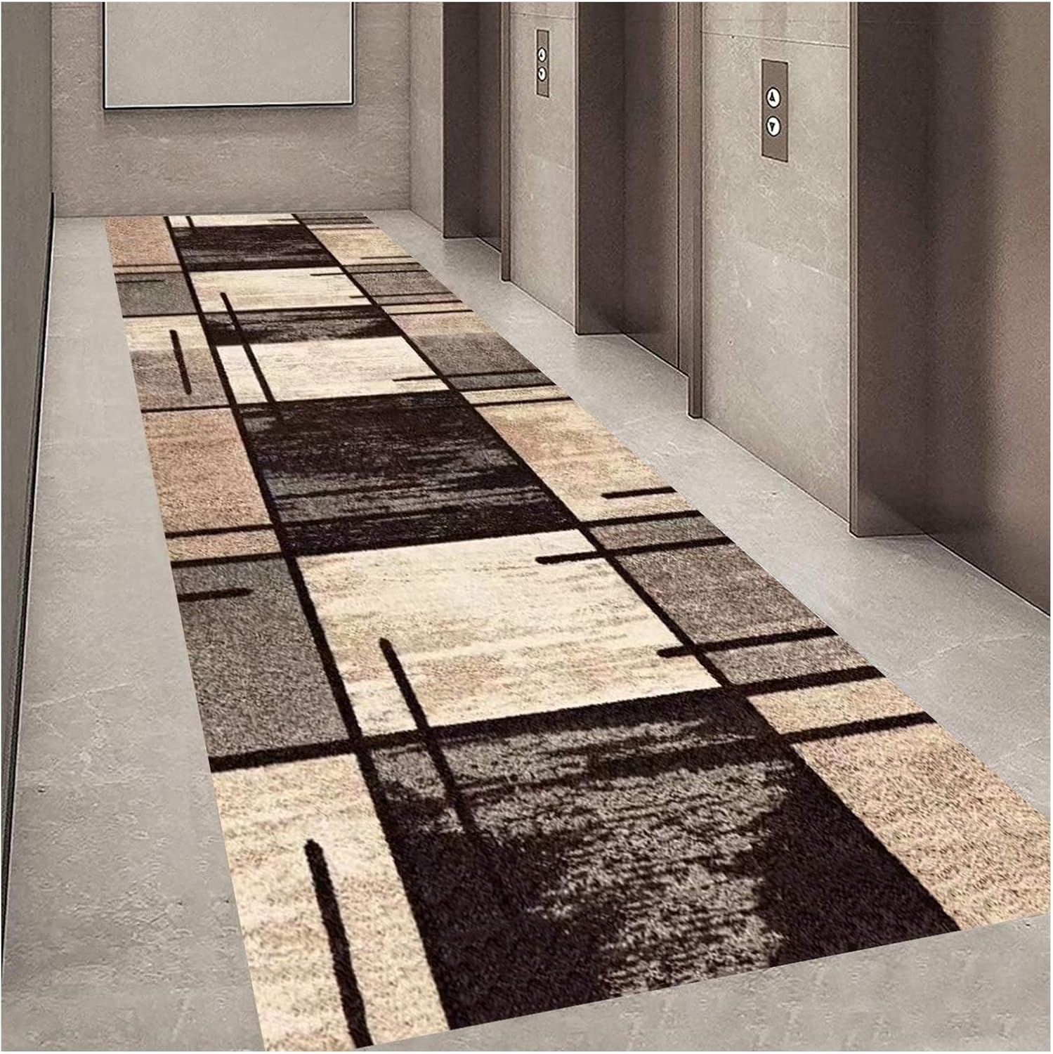 WZLL Hallway Hall Runner Geometric Trellis Runner Rug Non-Slip Back For ...