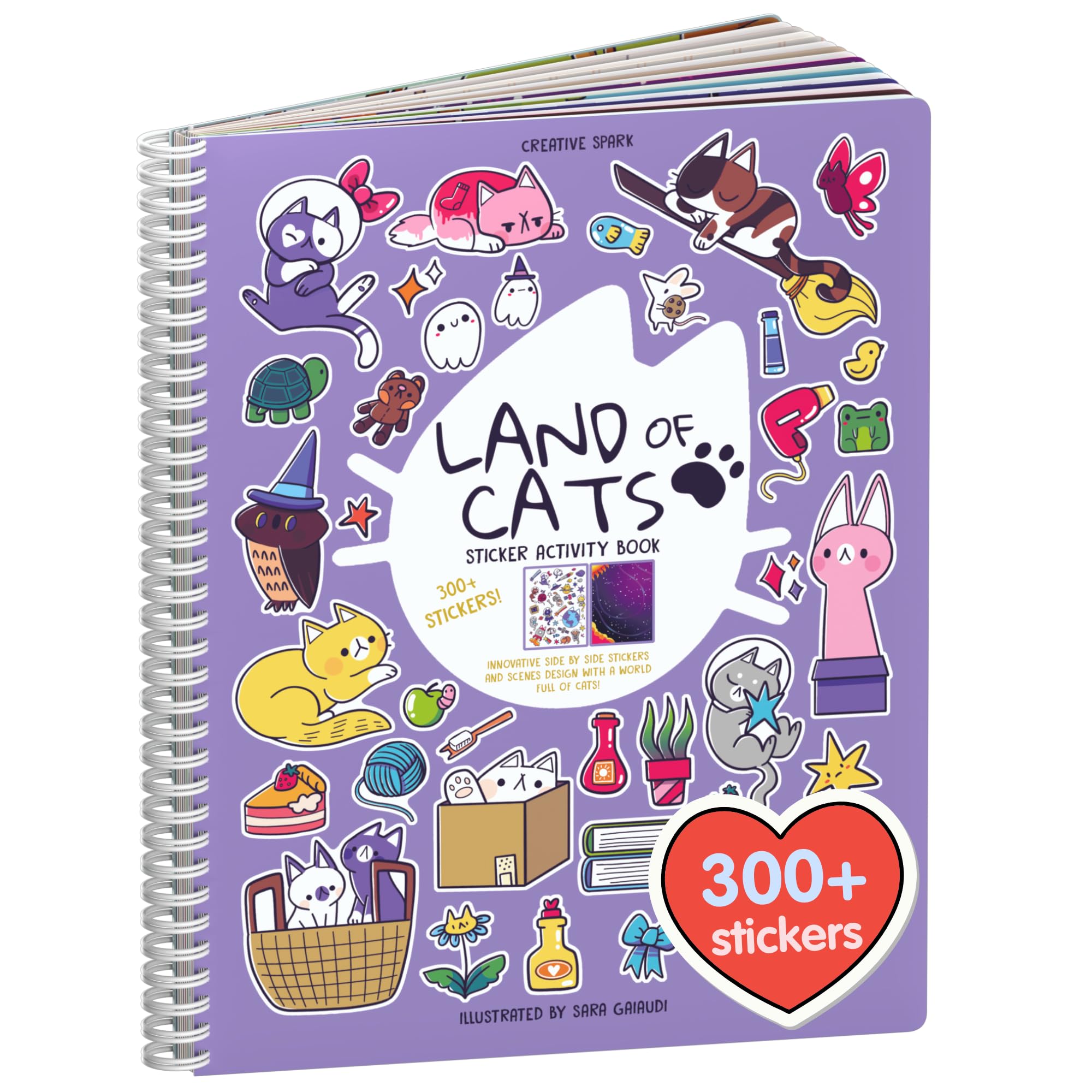 Amazon.com - Land of Cats Sticker + Coloring Book (300+ Cat Stickers ...