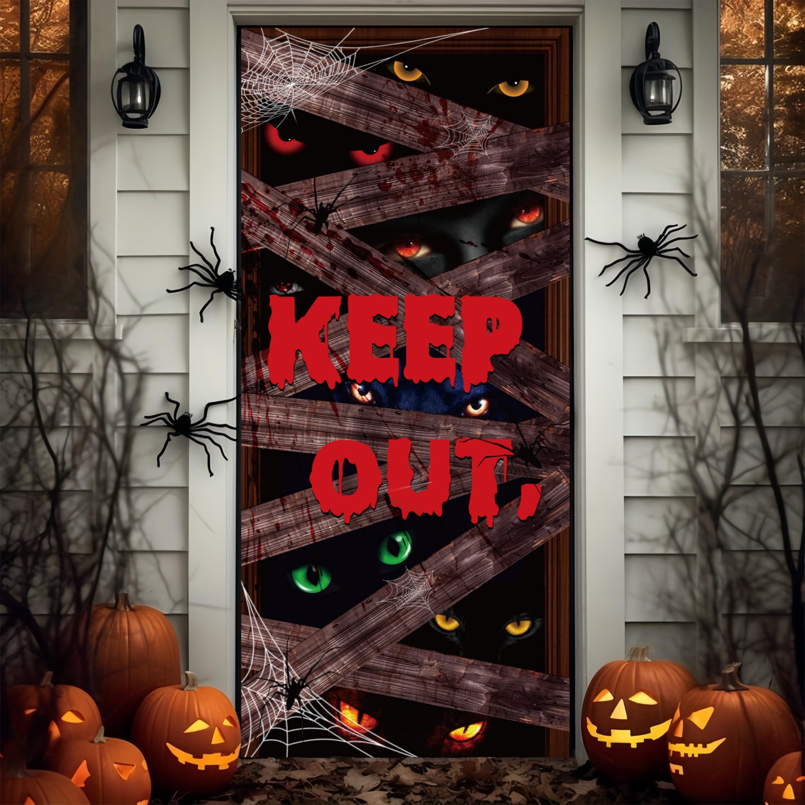 Amazon.com: Halloween Door Banner Decorations Halloween Door Cover ...