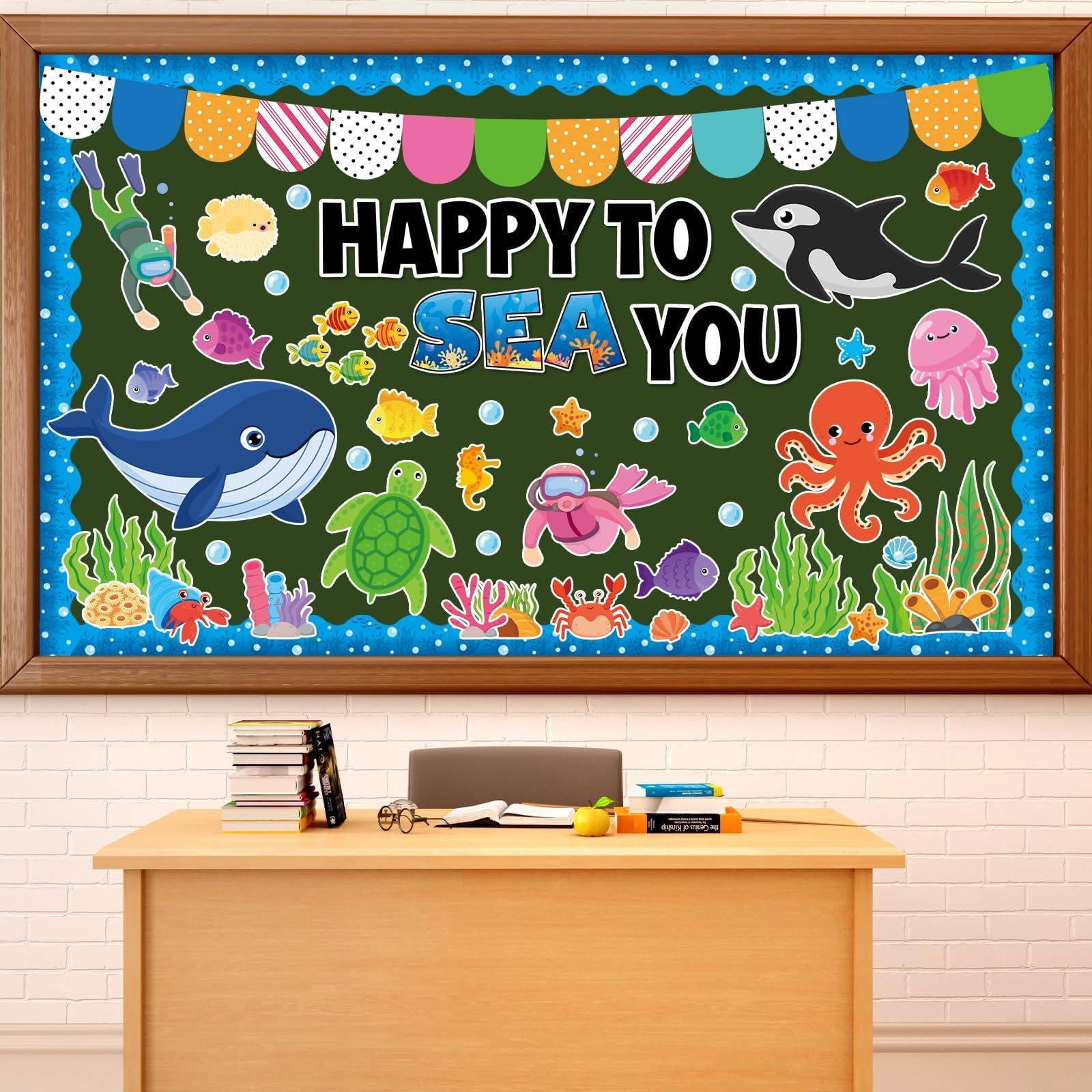 Amazon.com: ojustbeok 82Pcs Ocean Bulletin Board Set Ocean Sea Animals ...