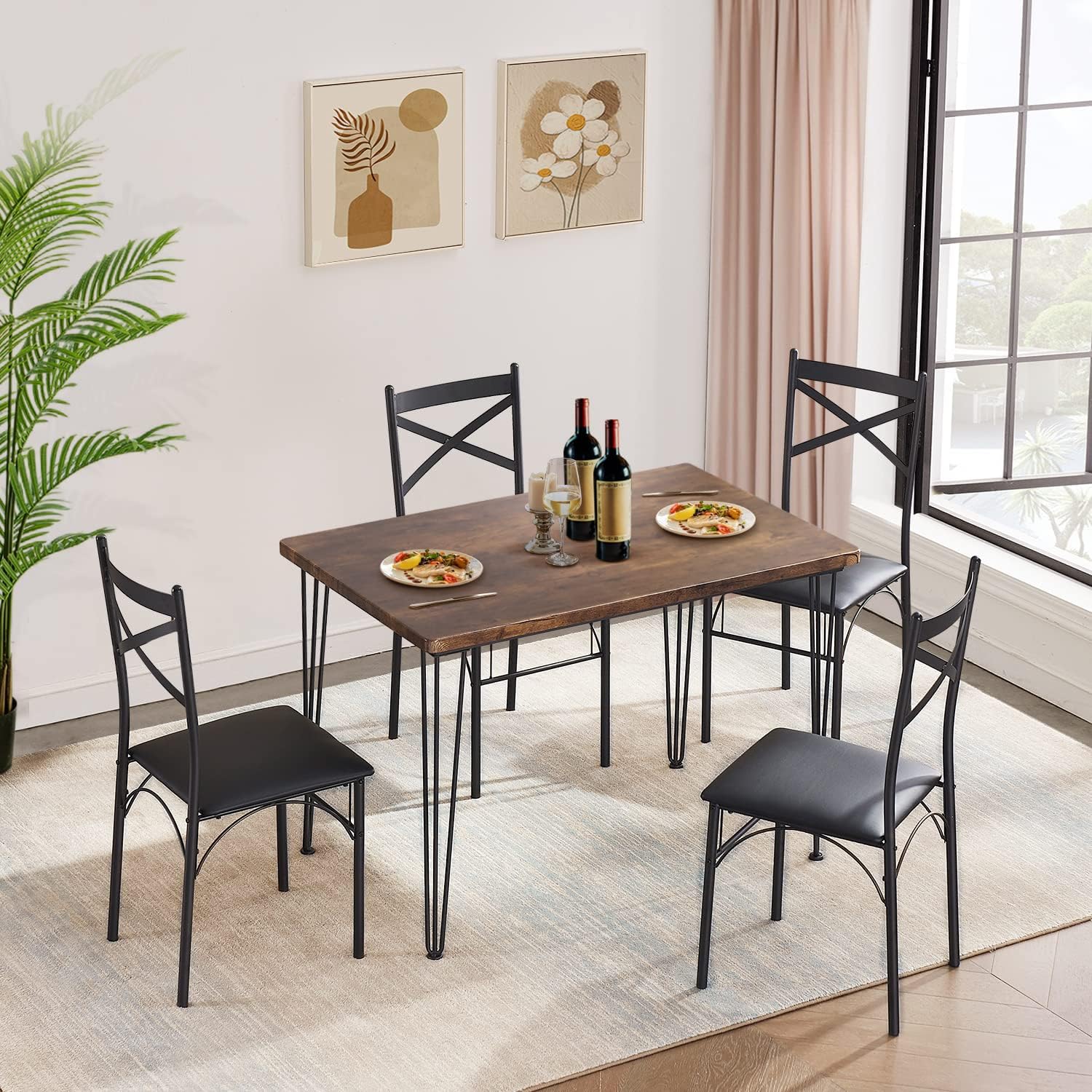 Amazon.com - DKLGG 5 Piece Kitchen Dining Room Table Set Dining Table ...