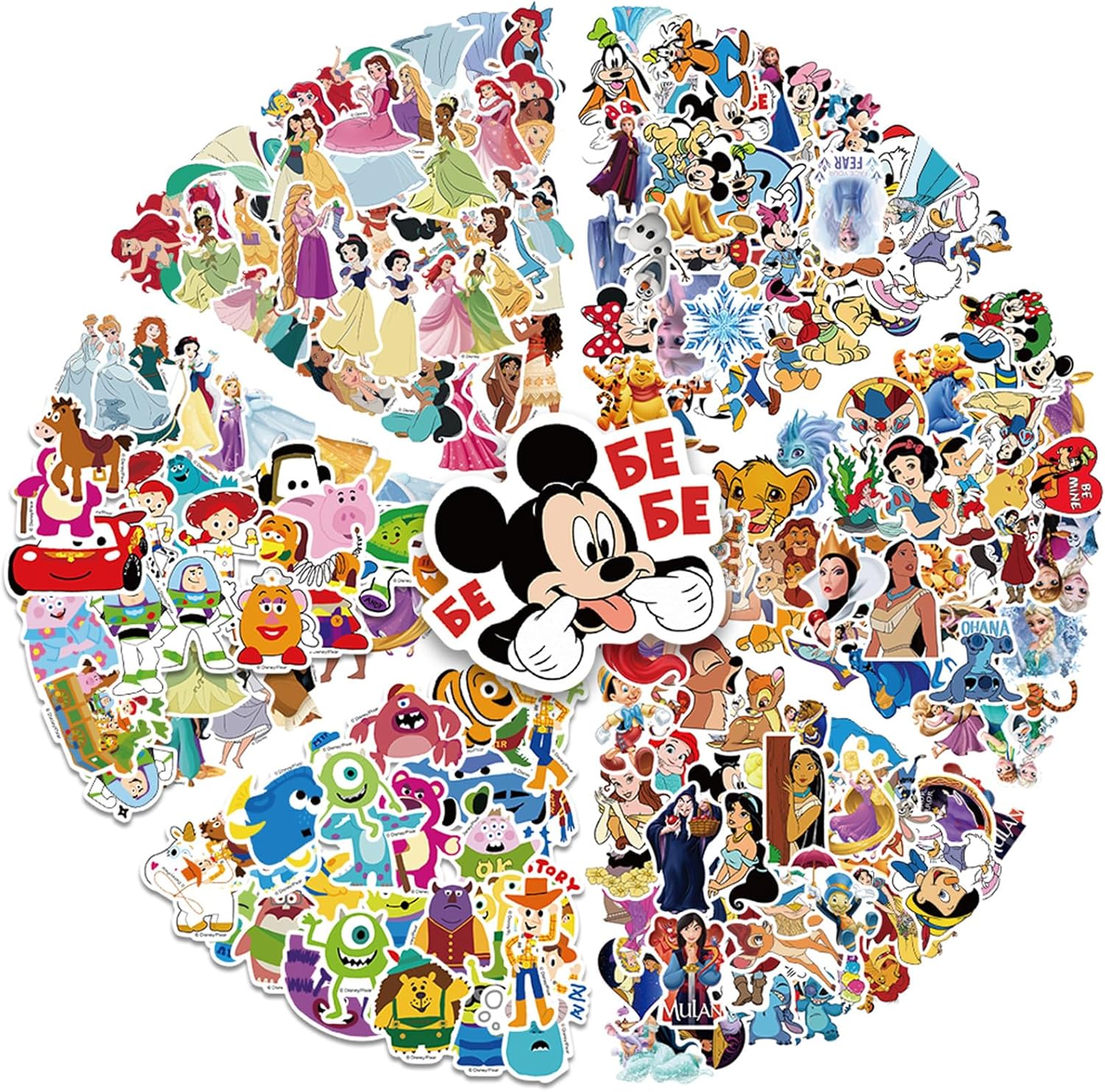 Amazon.com: 200Pcs Cute Cartoon Disney Film Stickers, Cartoon Character ...