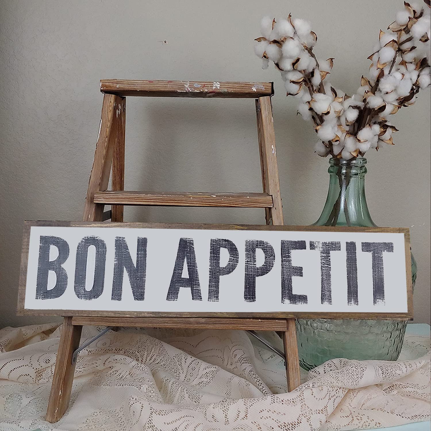 Amazon.com: HOUVSSEN French Kitchen Sign Bon Appetit Sign Farmhouse ...