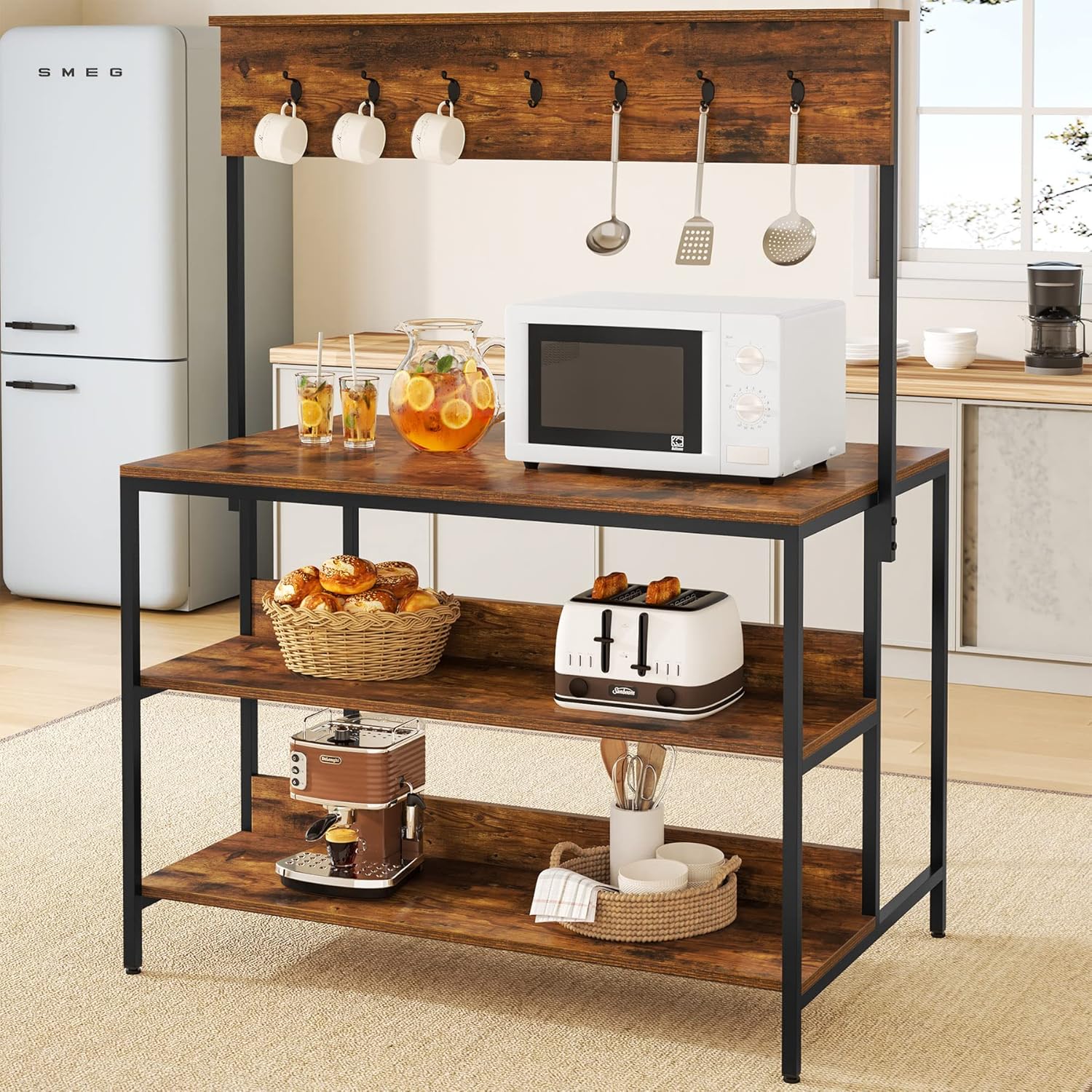 Amazon.com: Tribesigns Kitchen Island with 3 Storage Shelves ...
