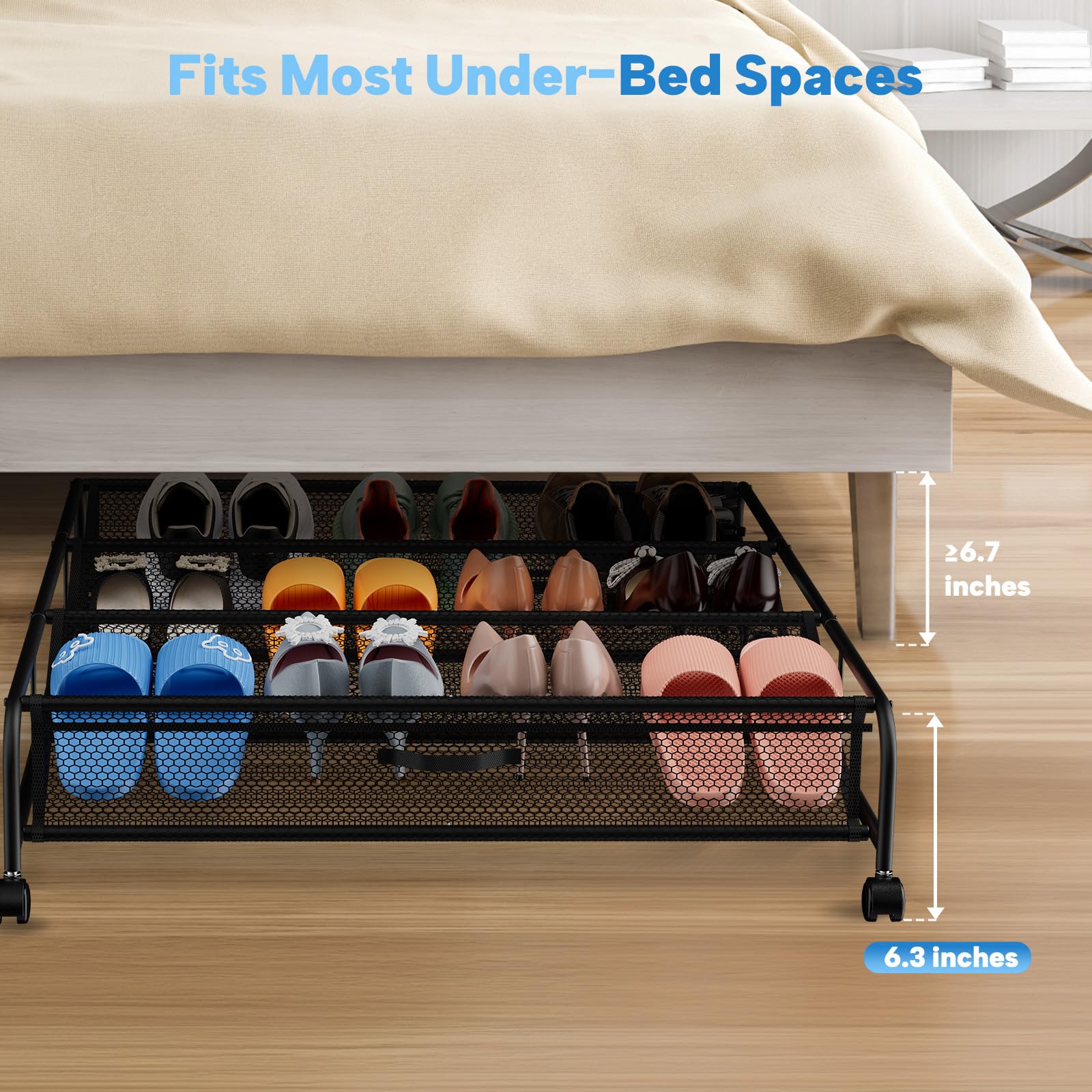 Shoe Rack Under The Bed On Wheels Underbed Rolling Shoe Rack