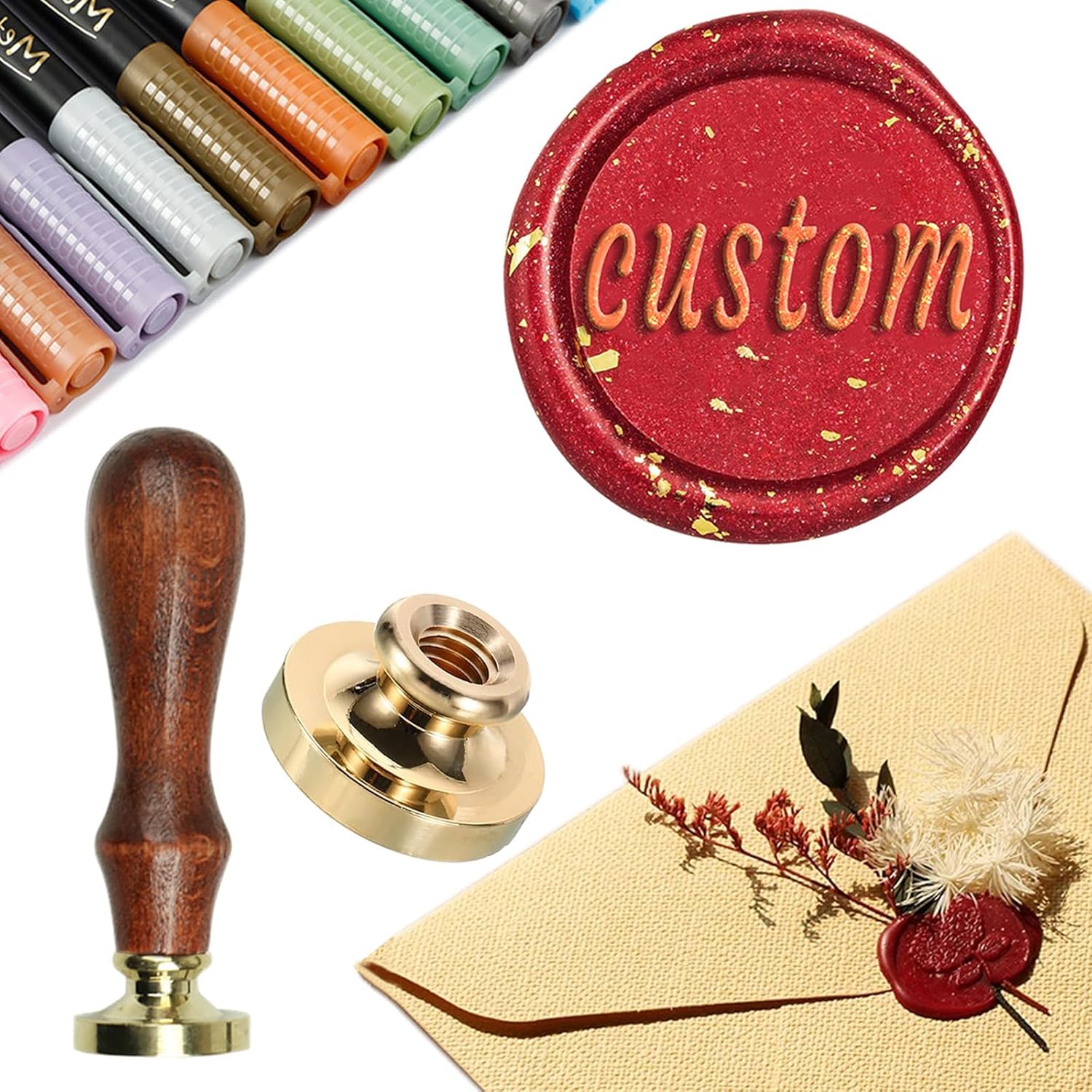 Amazon.com: Custom Wax Seal Stamp/with 3 Pcs Wax Seal Pen/Personalized ...
