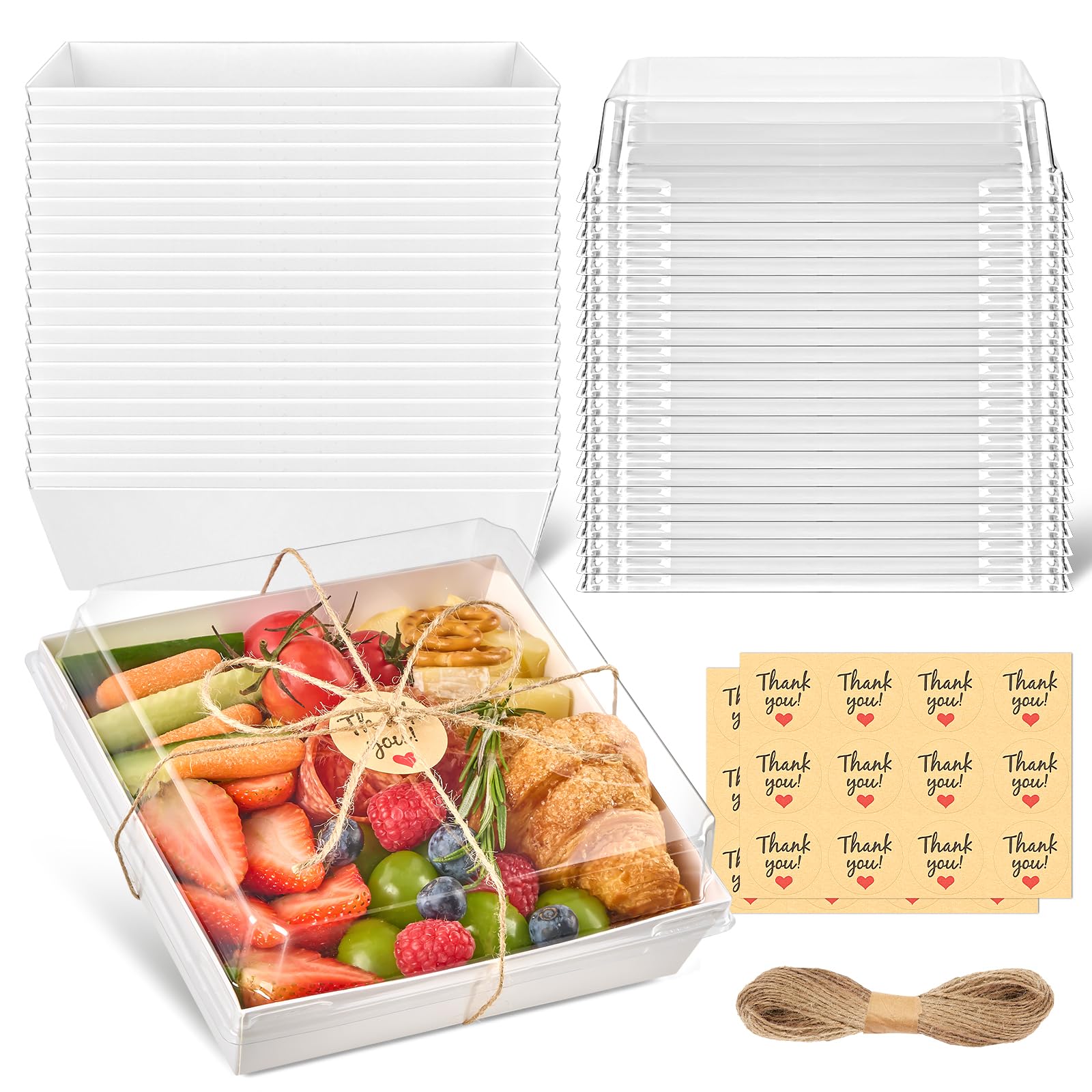 Amazon.com: ZORRITA 7 x 7 Inch Large Charcuterie Boxes with Clear Lids ...