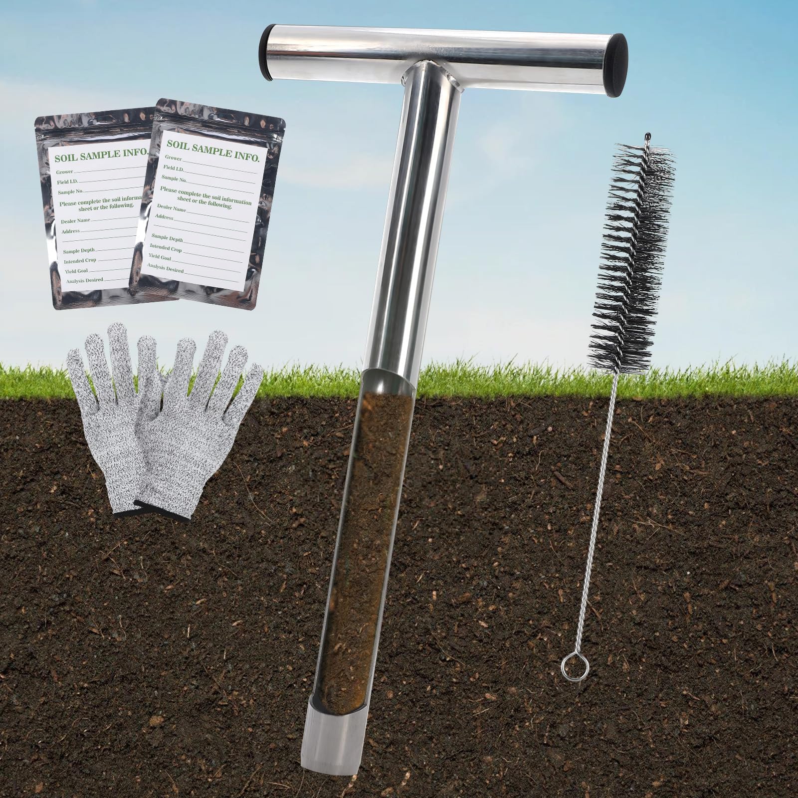Amazon.com: Soil Sample Probe 12 Inch with T Handle, Soil Sampler Tool ...